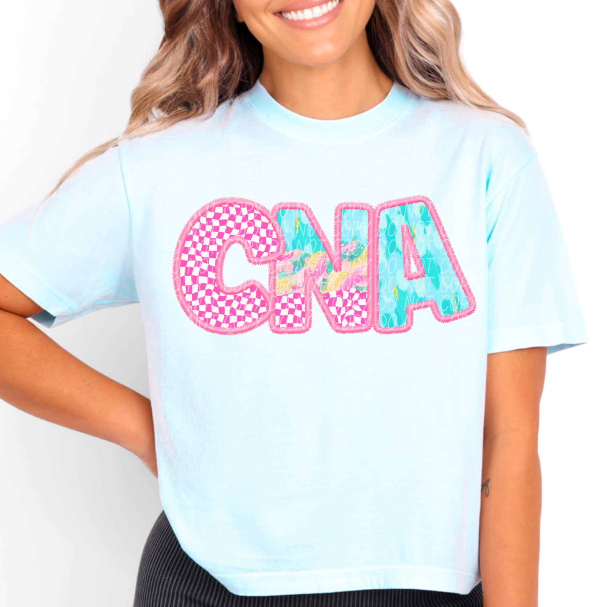 CNA pink checkered (CITY) 97079 DTF transfer – Mud & Grace Transfers