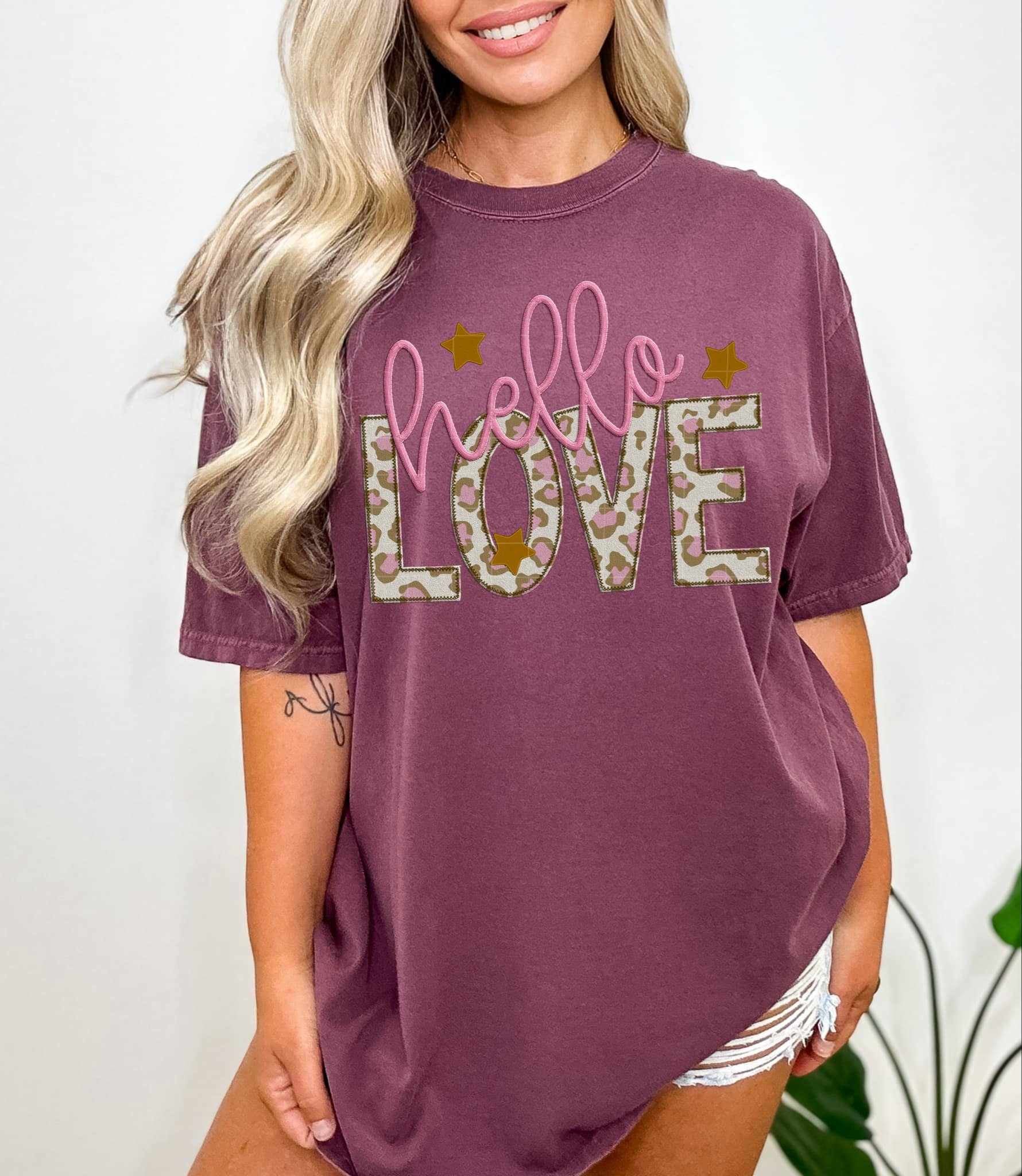 Hello love 73287 DTF transfer – Mud & Grace Transfers