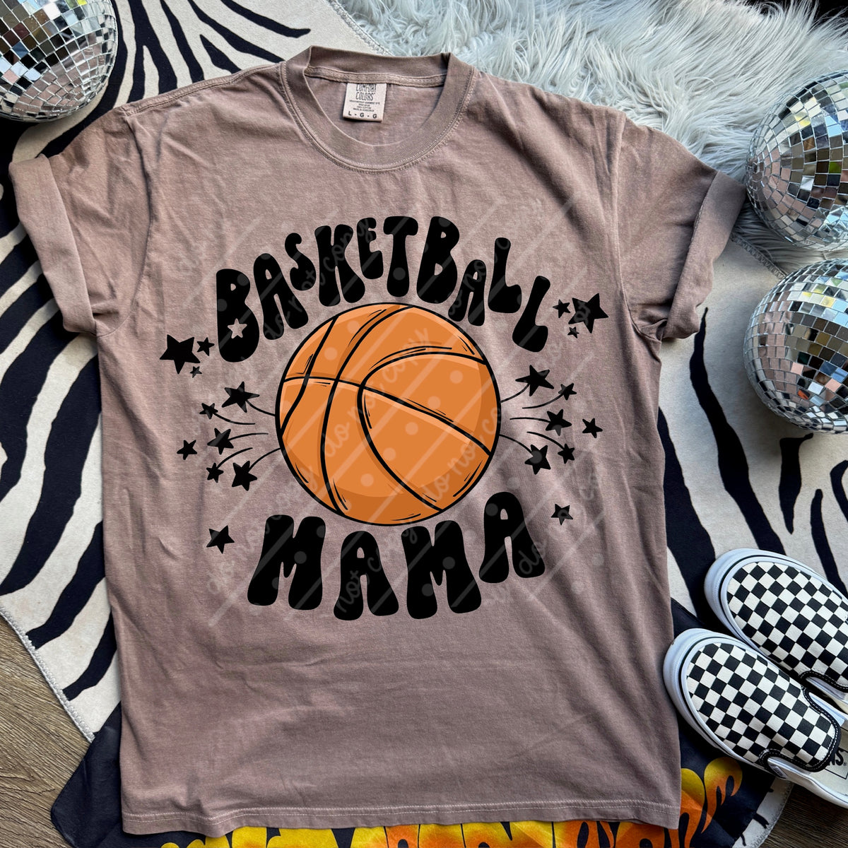 Basketball mama black words (scarlow) DTF transfer – Mud & Grace Transfers