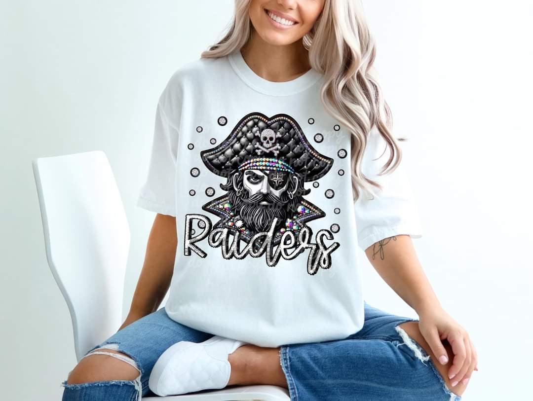 Raiders bedazzled mascot 53616 DTF transfer – Mud & Grace Transfers