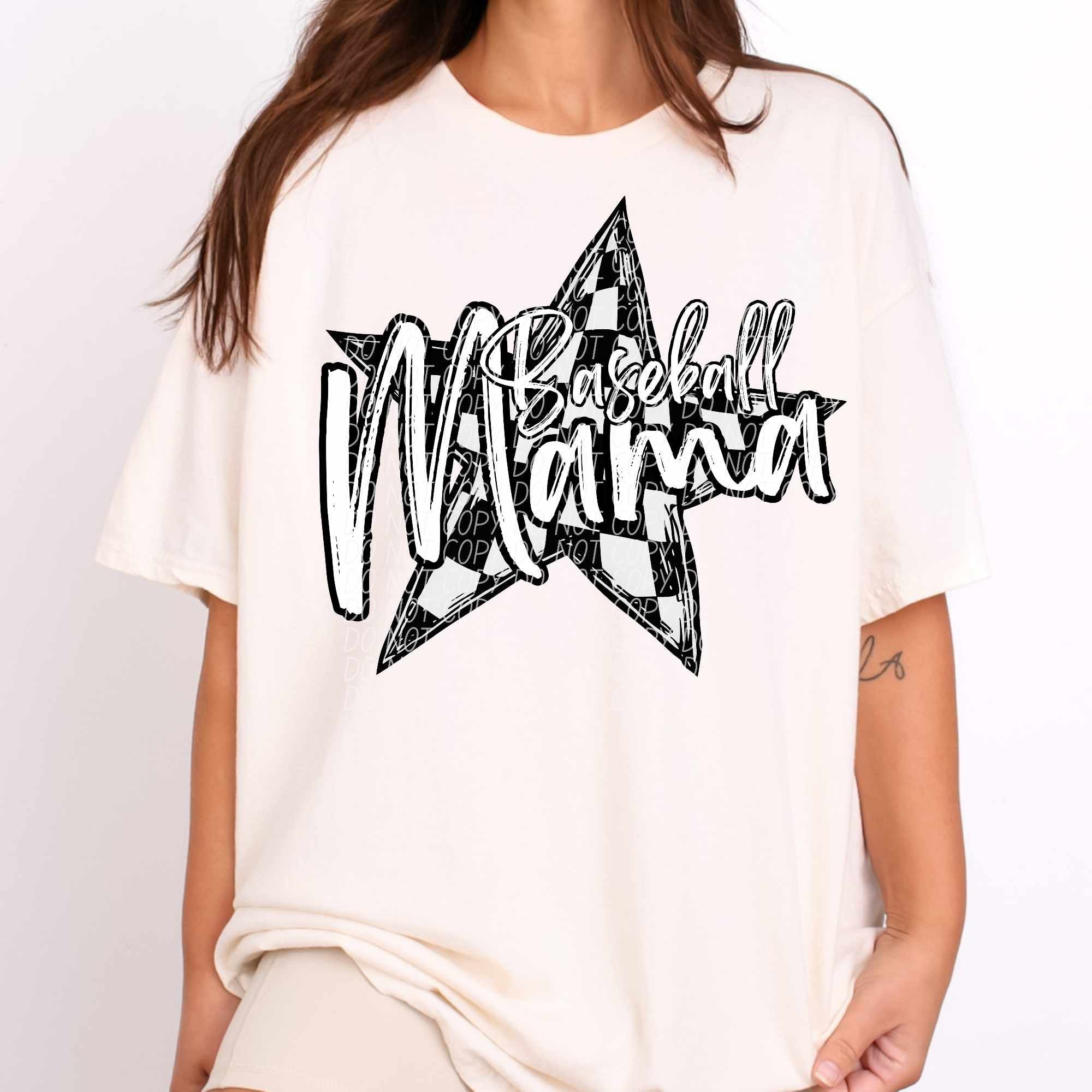 Baseball mama star white font (CITY) 84972 DTF transfer – Mud & Grace ...