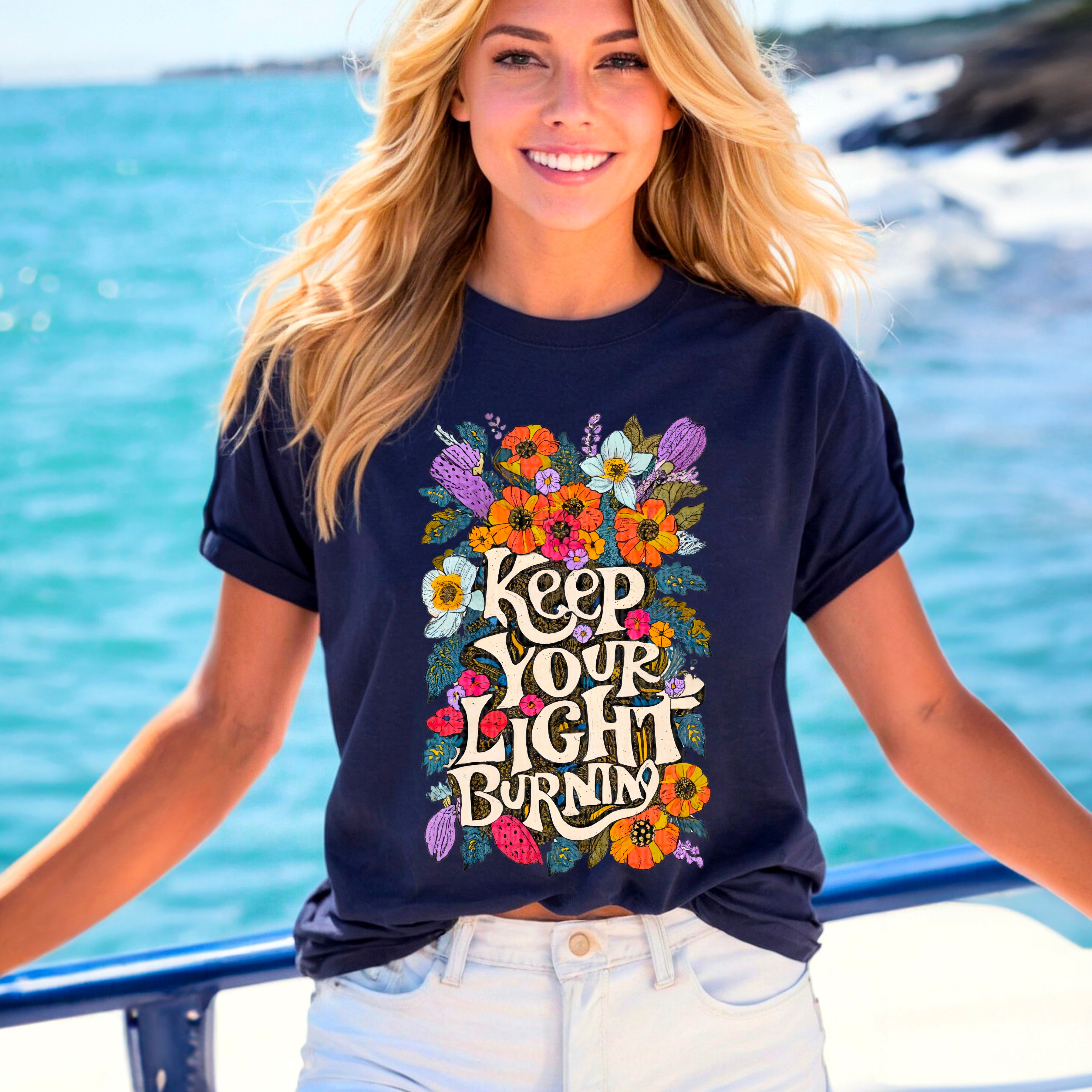 Keep your light burning floral 95397 DTF transfer – Mud & Grace Transfers