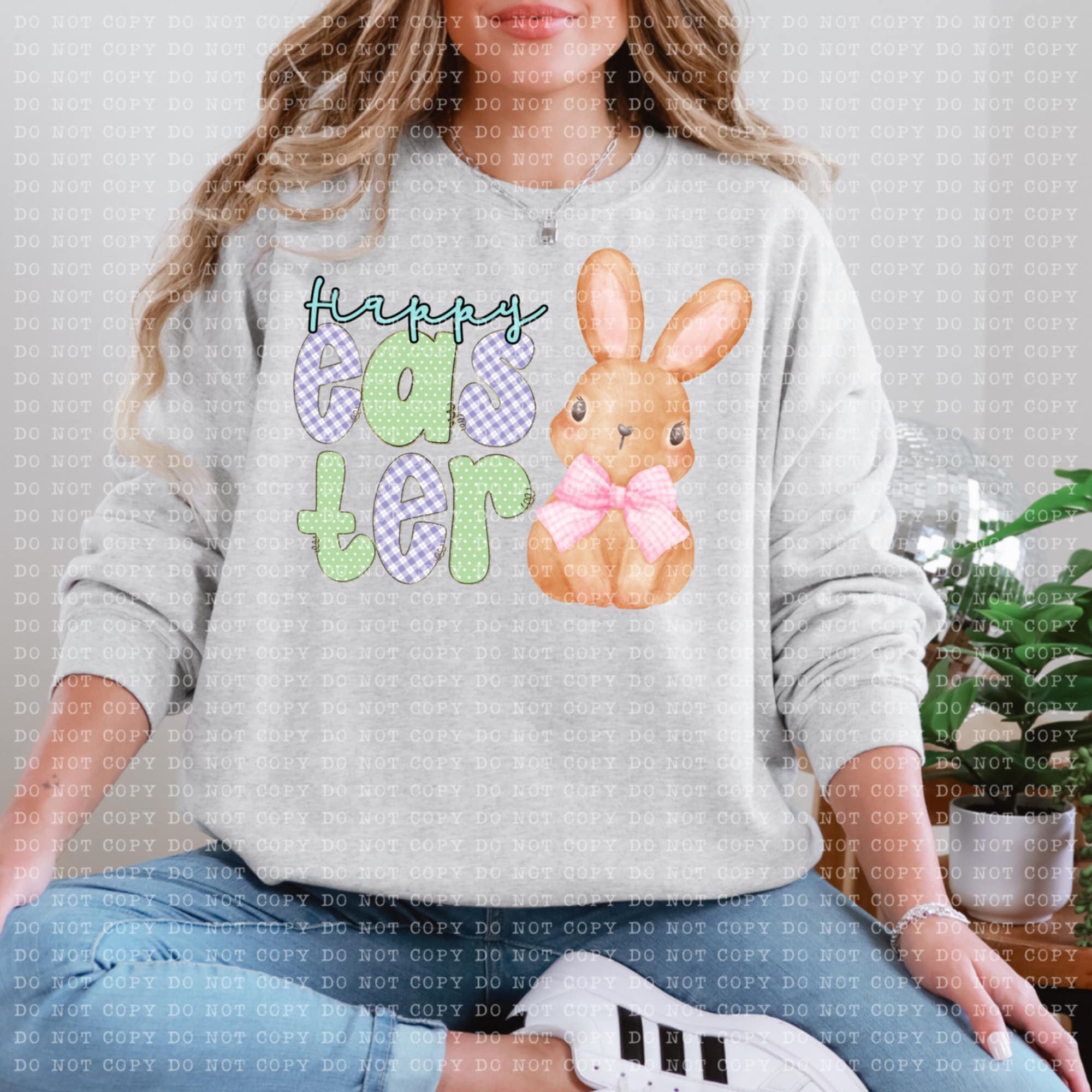Happy Easter brown bunny (ECHT) 94198 DTF transfer – Mud & Grace Transfers