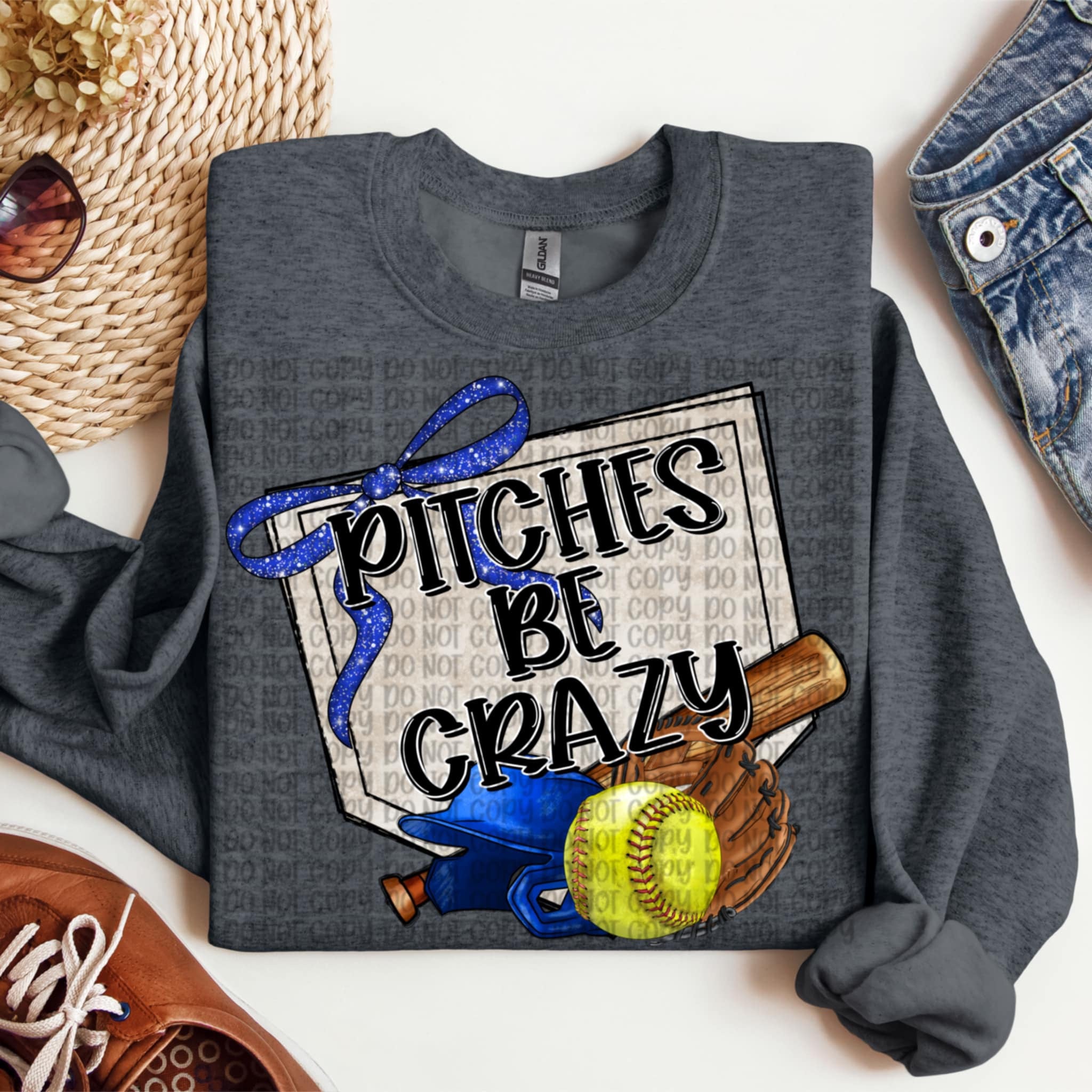 Pitches be crazy blue bow softball (VP) 91934 DTF transfer – Mud ...