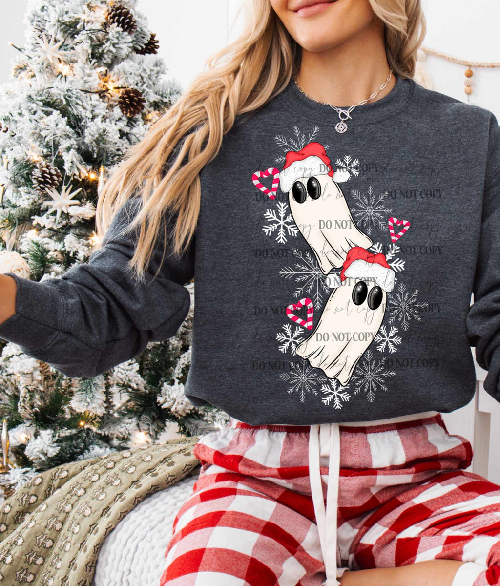 Christmas ghosts white snowflakes 62750 DTF transfer – Mud & Grace ...