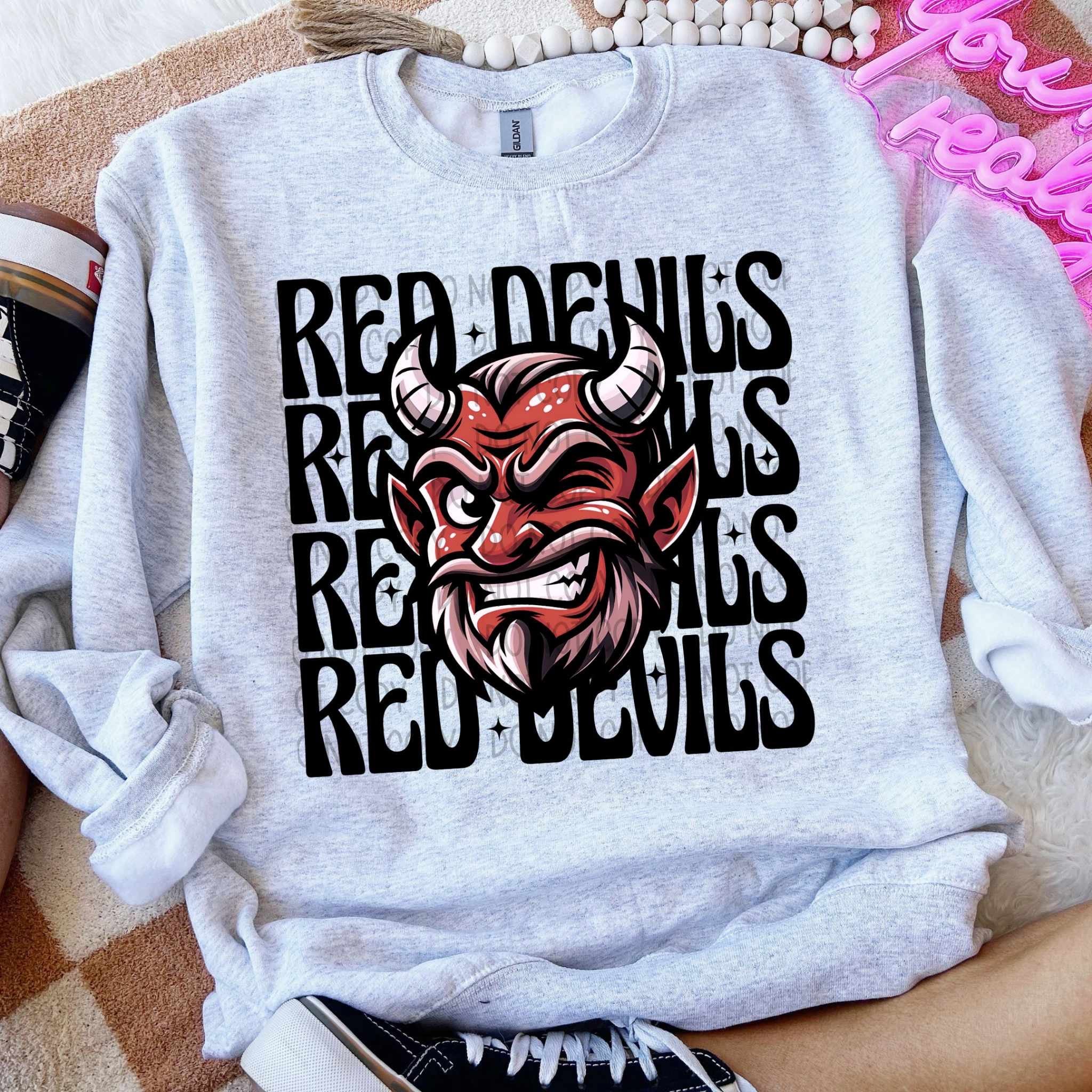 Red Devils stacked Winking Mascot SWD 49178 DTF transfer – Mud & Grace ...
