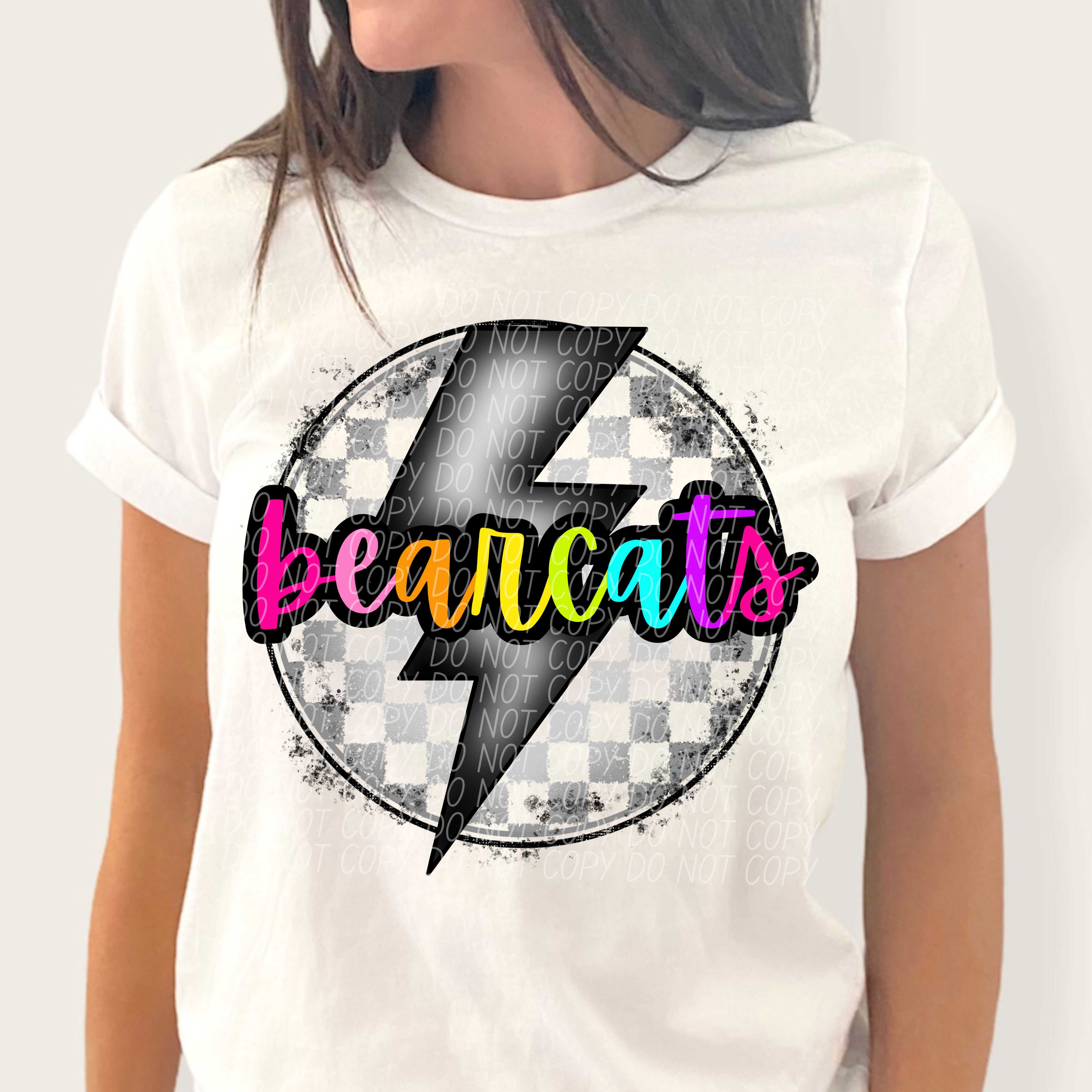 Bearcats BRIGHT COLORS FONT lightning bolt circle CITY DTF transfer ...