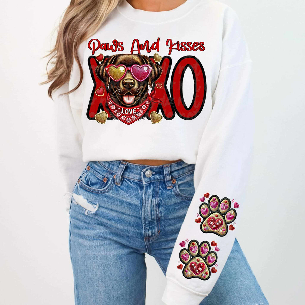 Paws and kisses chocolate lab FRONT 75347 DTF transfer – Mud & Grace ...