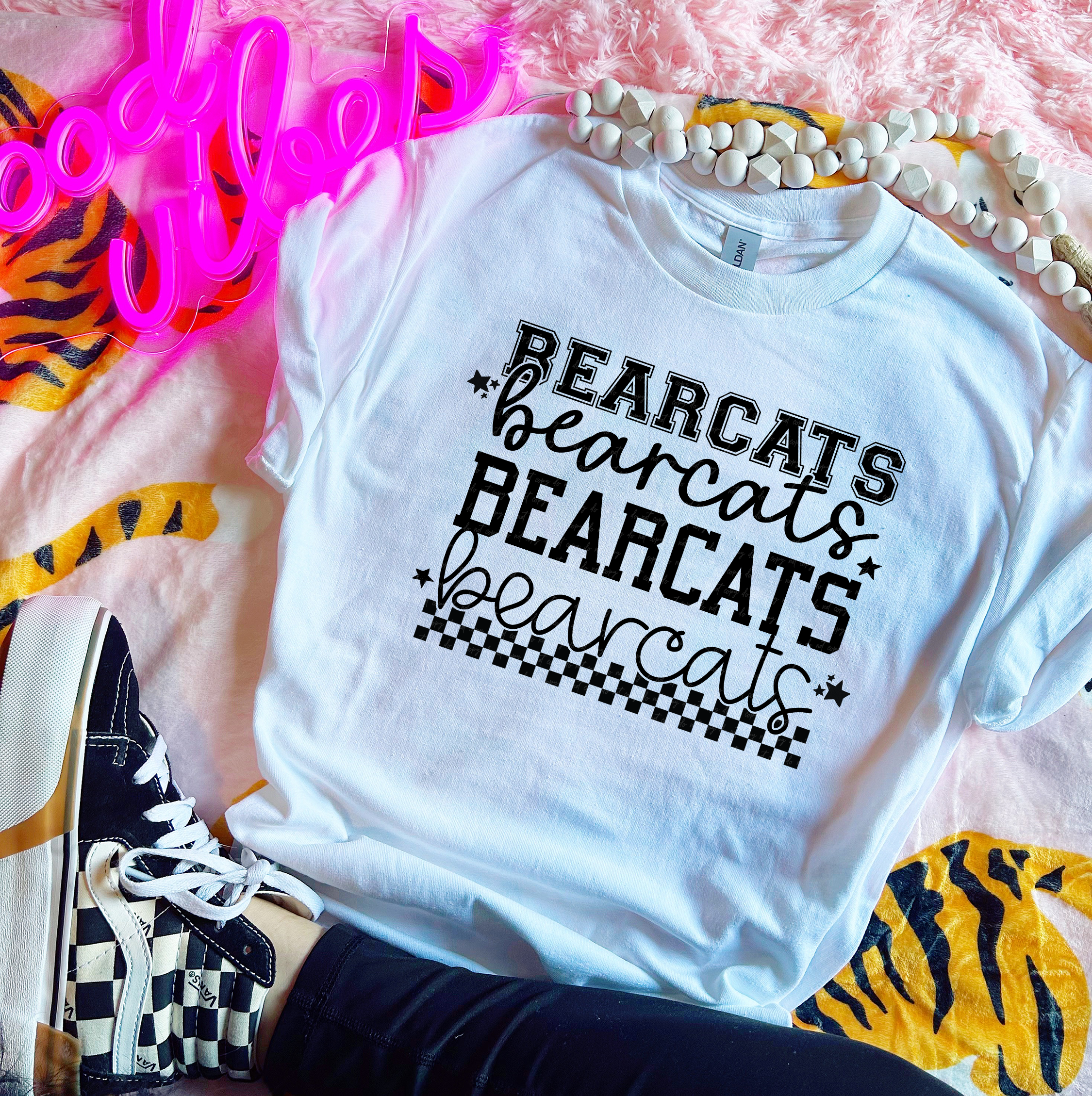 Bearcats Varsity And Cursive Font Checkers Black 86614 DTF Transfer ...