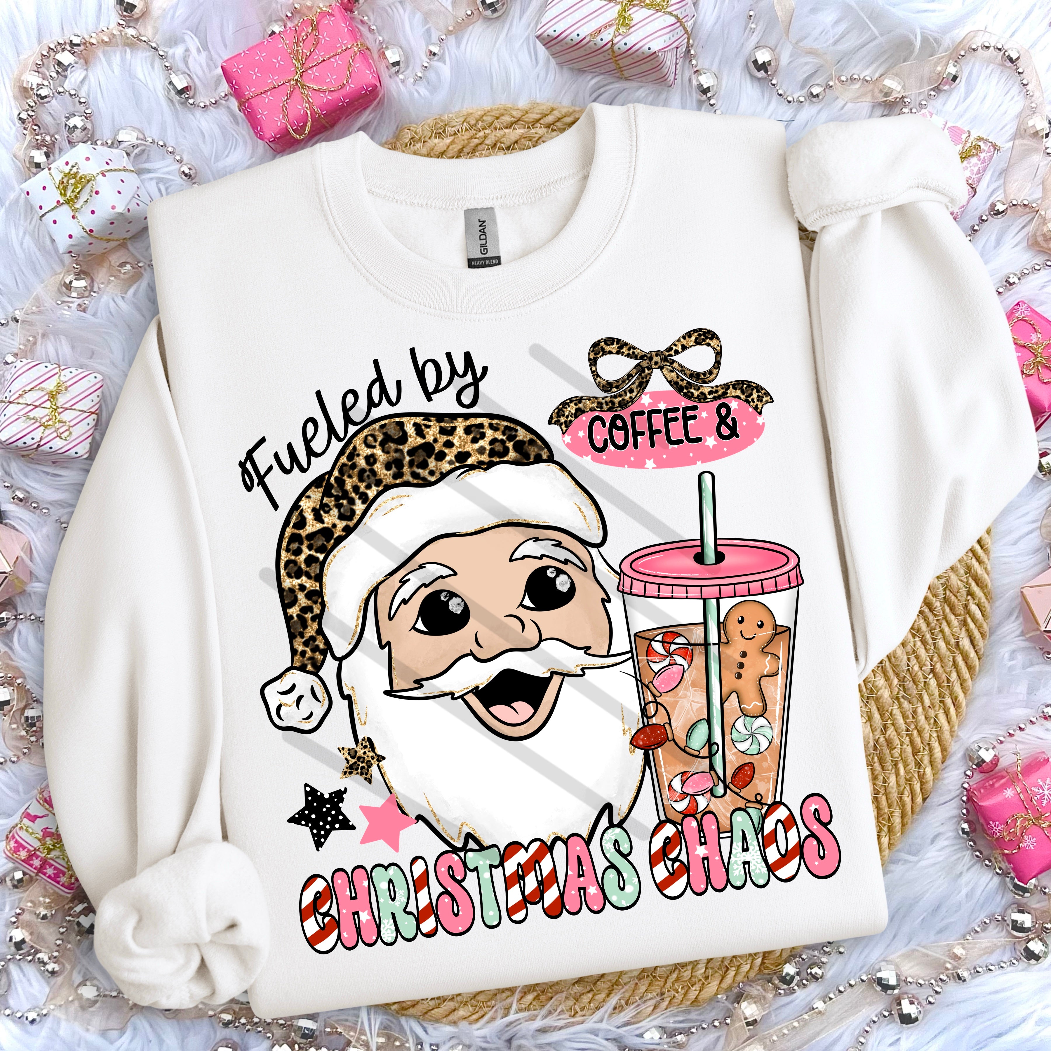 Coffee & Christmas Chaos Santa (lighter skin tone) 114016 DTF transfer ...