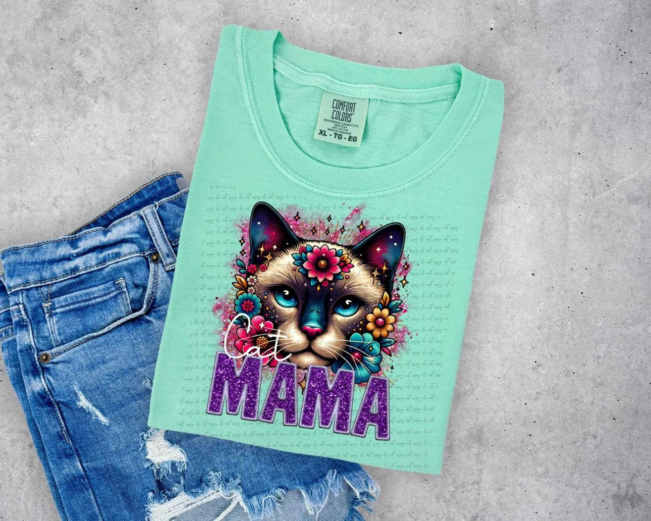 Siamese Cat Mama 13894 DTF transfer – Mud & Grace Transfers