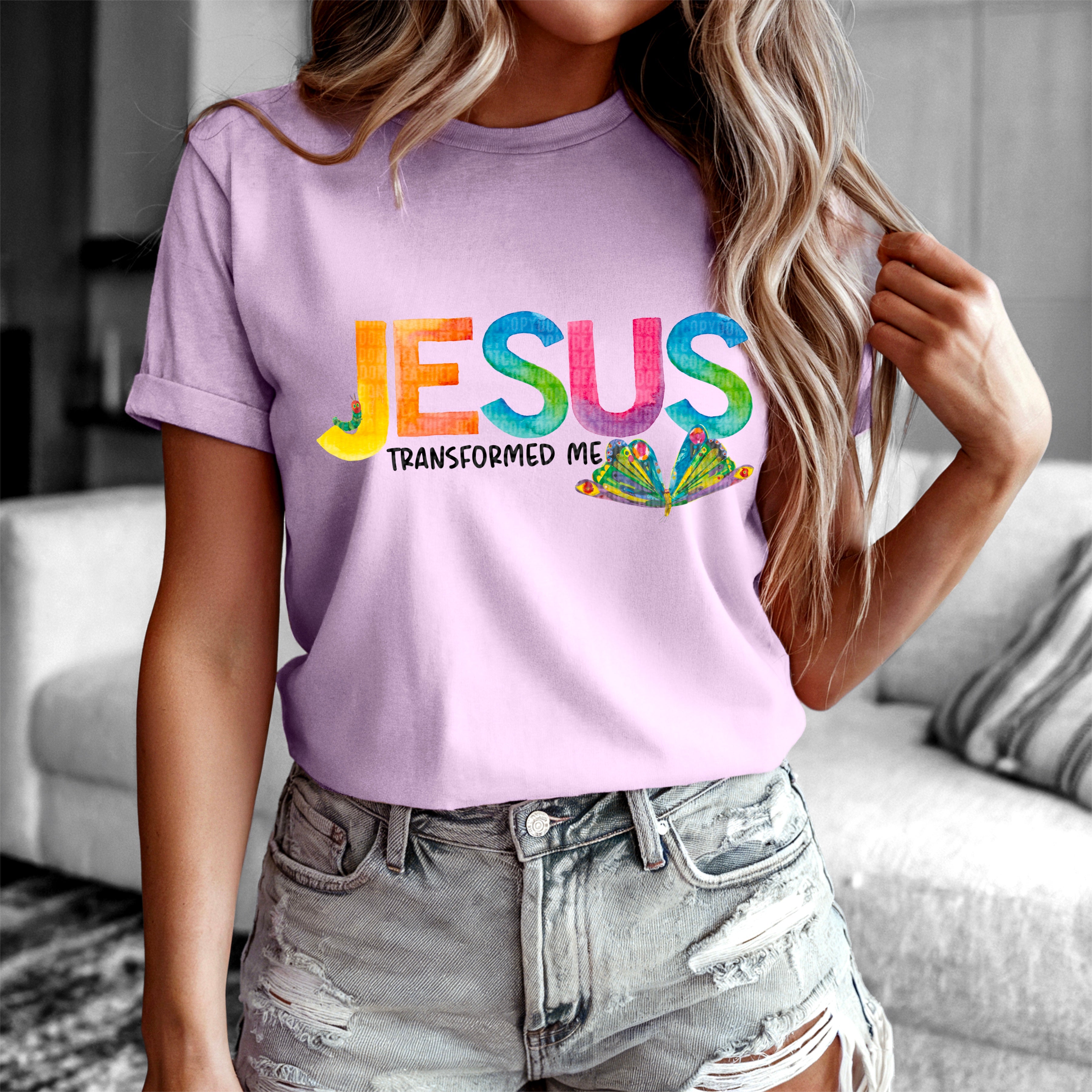 Jesus transformed me colorful and black font 91640 DTF transfer – Mud ...
