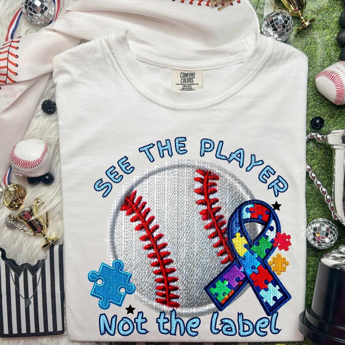 See the player not the label baseball autism ribbon (HW) 60094 DTF tra ...