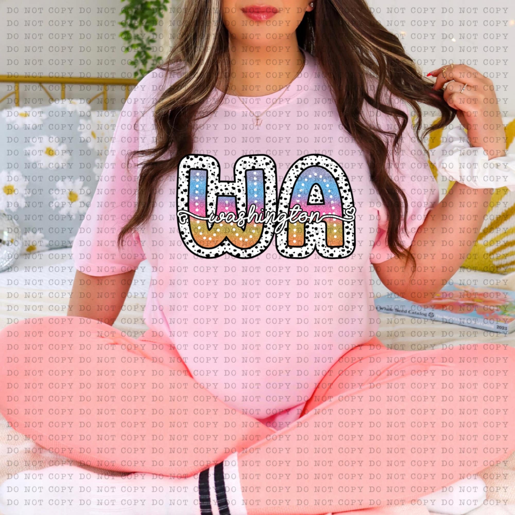 WA Washington tie dye dottie (ECHT) 94226 DTF transfer – Mud & Grace ...