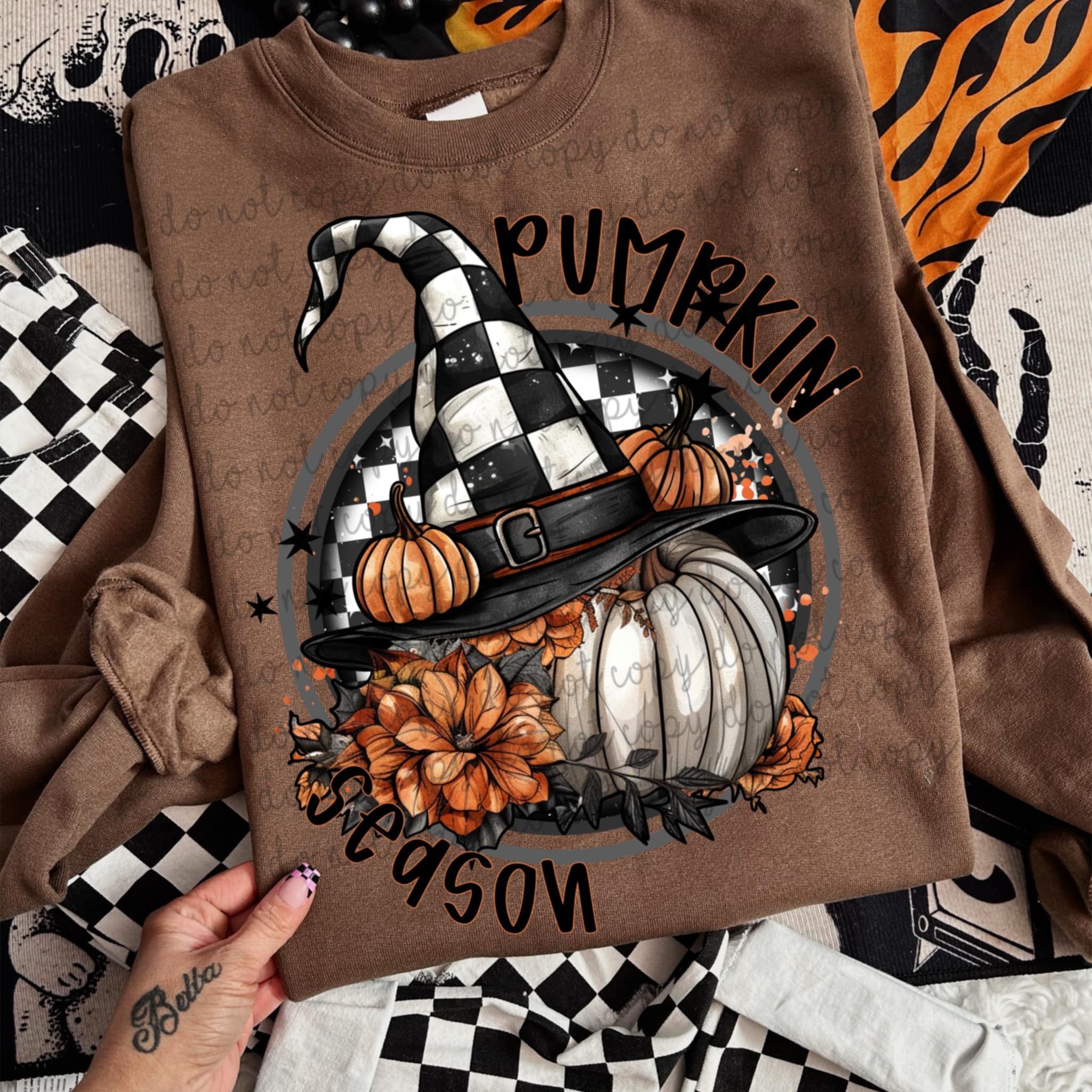 Pumpkin Season Checker Witch Hat (MMD) DTF transfer – Mud & Grace Transfers