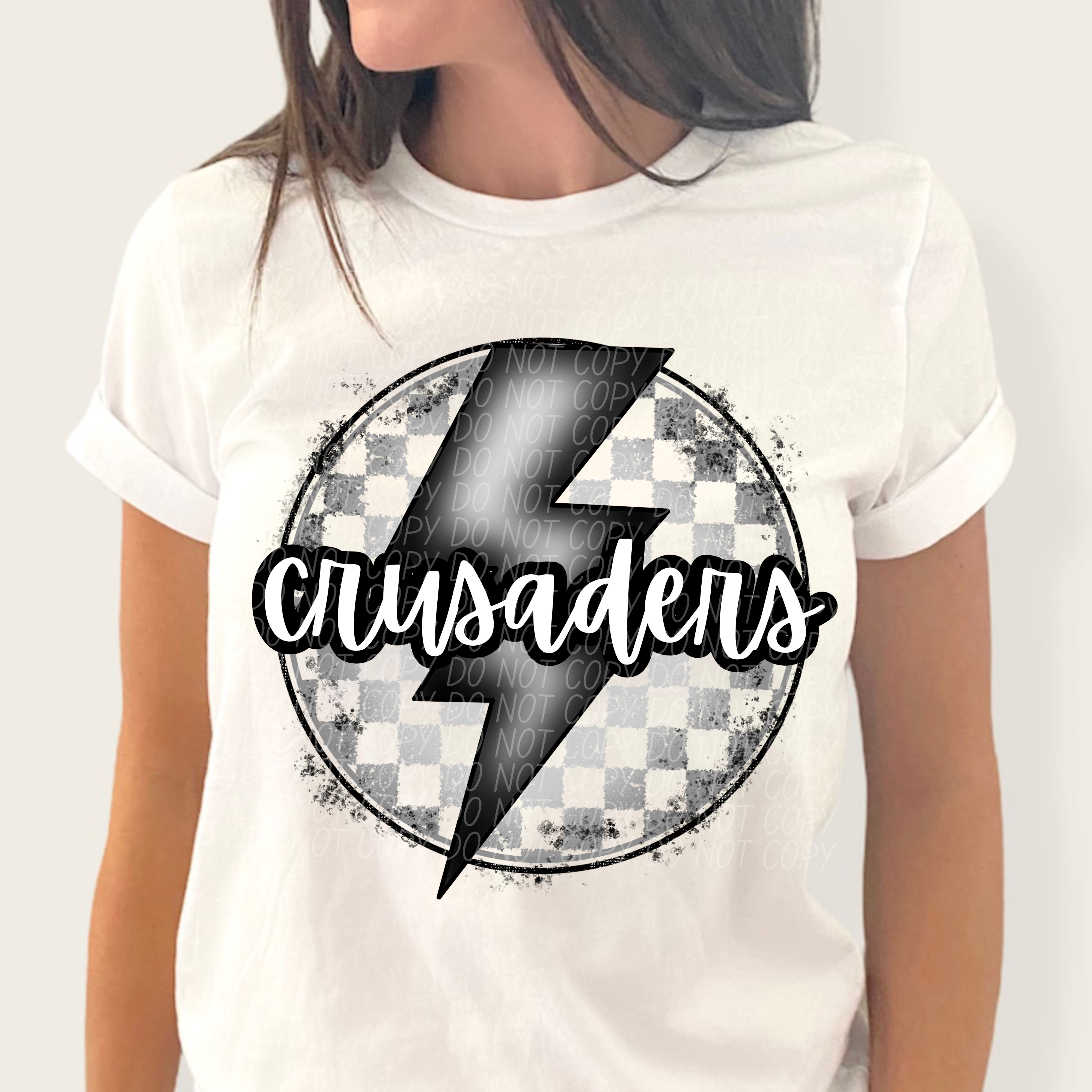 Crusaders grey/silver lightning bolt circle CITY DTF transfer – Mud ...