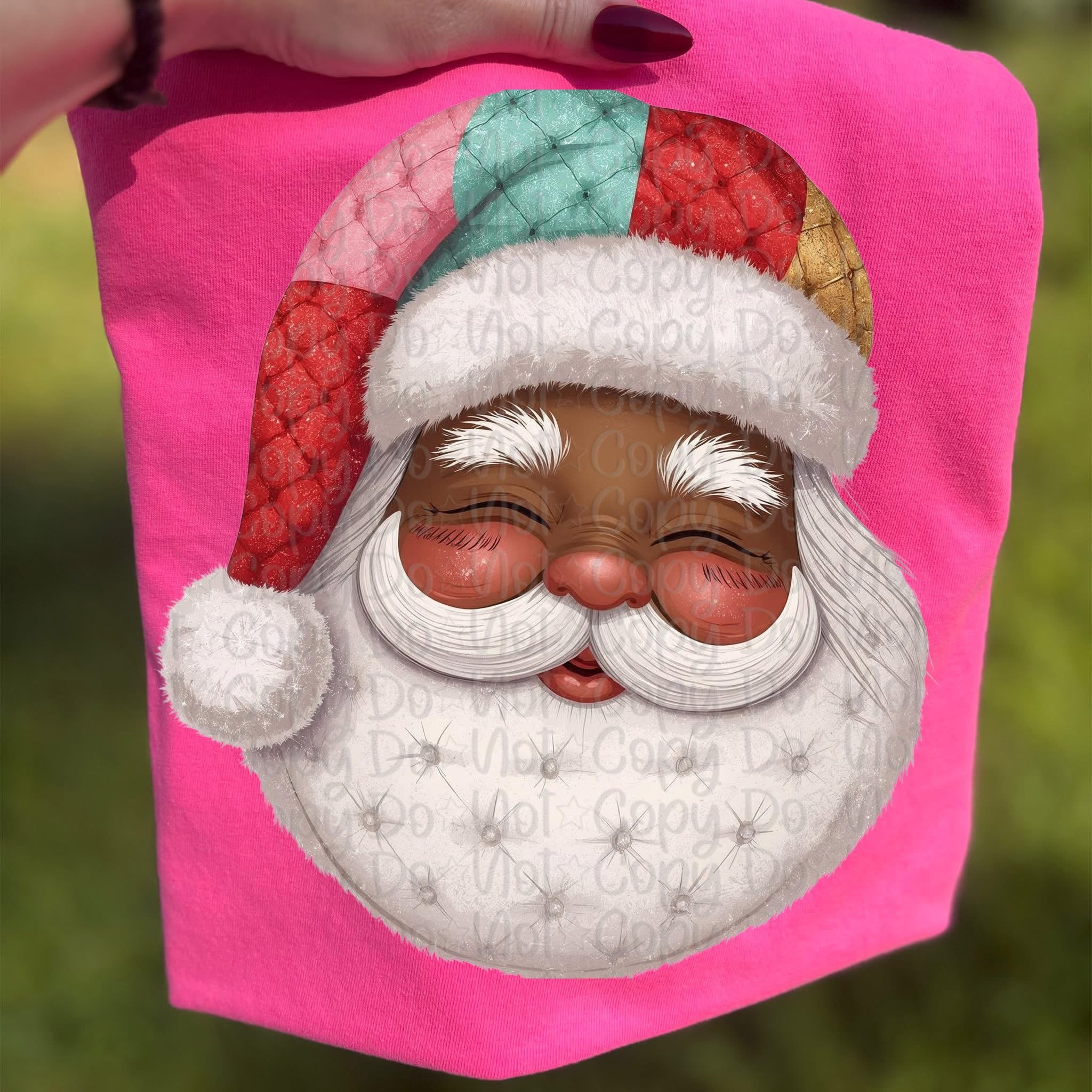 Pink Santa with mint, pink, red, yellow hat darker skin tone (Virgo) D ...