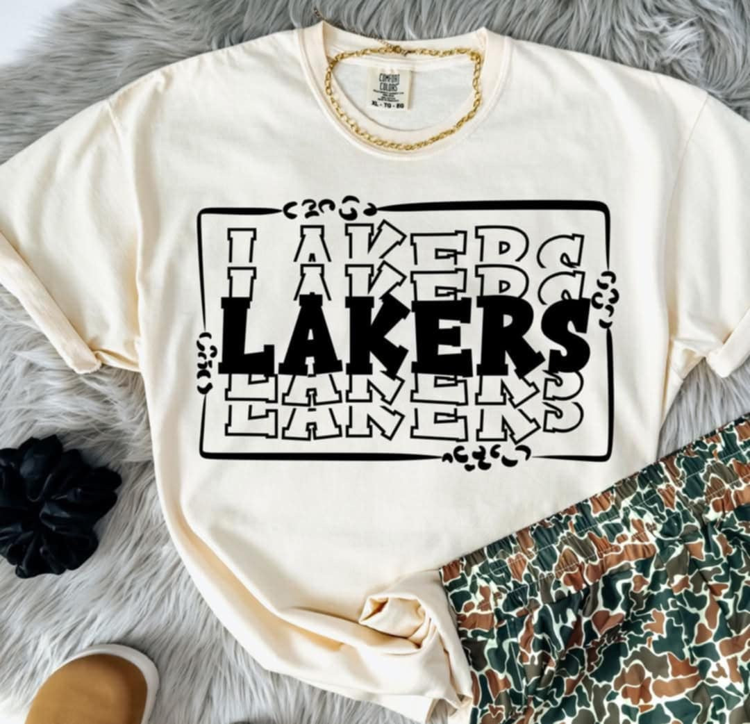 Lakers stacked with frame (S&G) 98087 DTF transfer – Mud & Grace Transfers