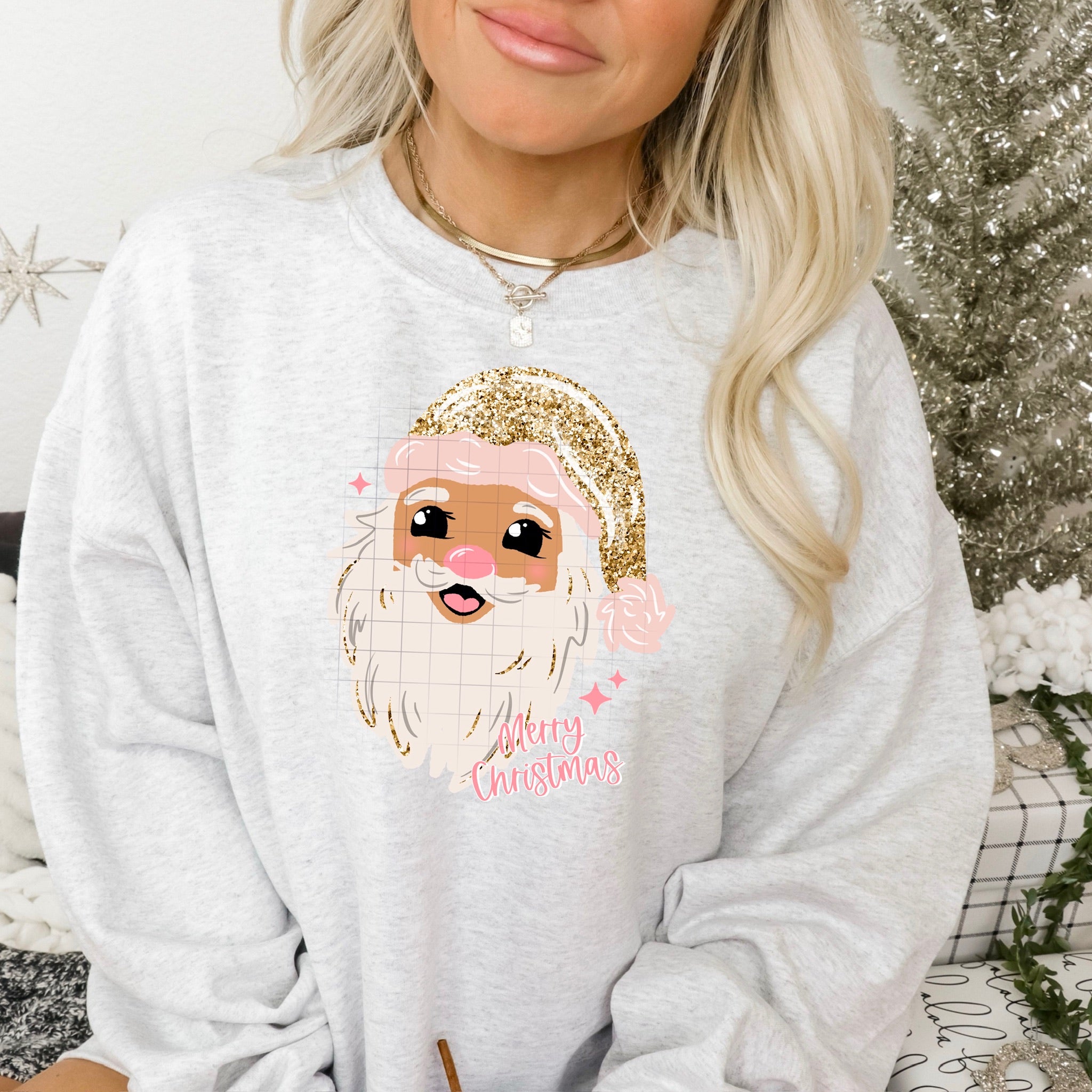 Merry Christmas glitter Santa lighter skin tone CSC DTF Transfer – Mud ...