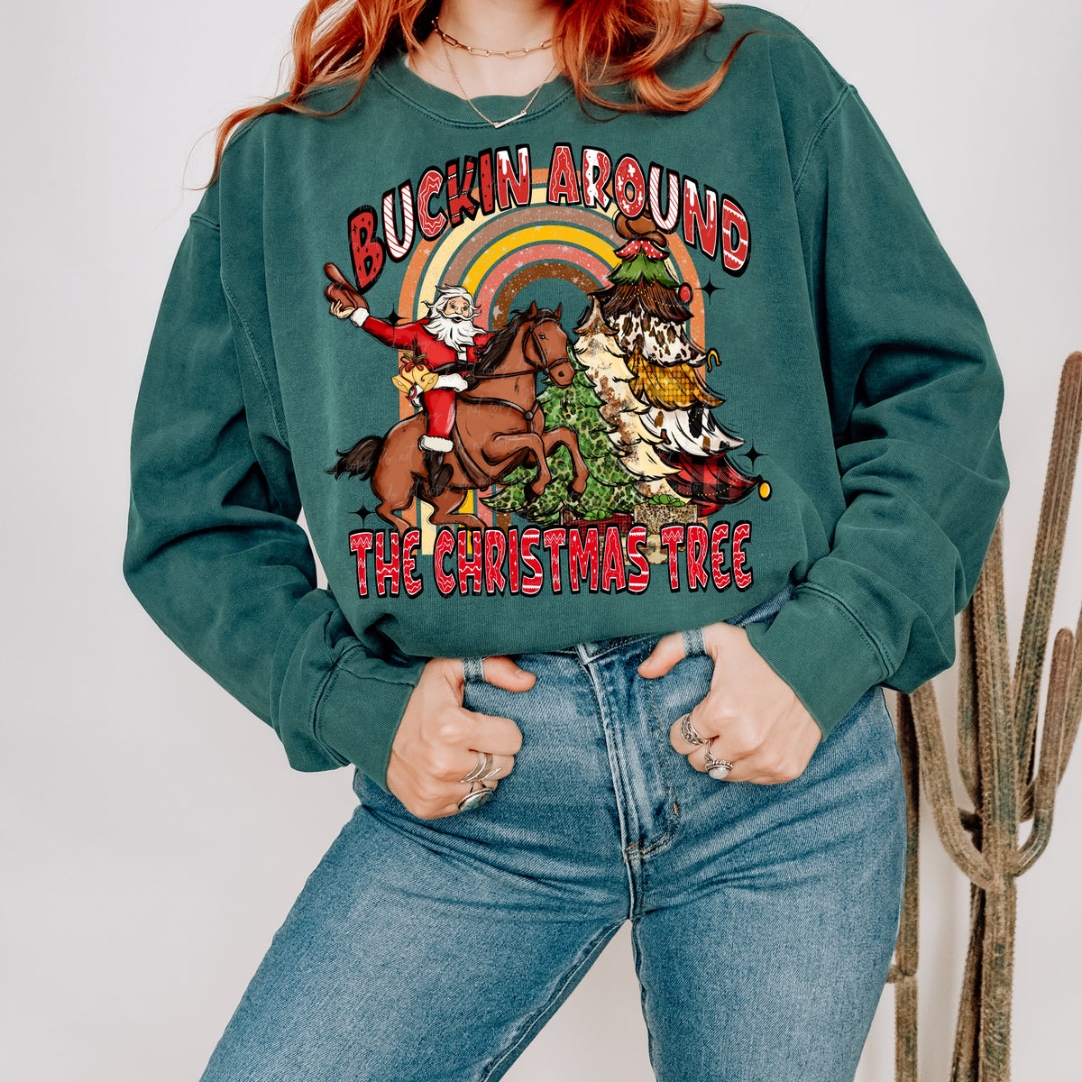 Buckin around the Christmas Tree 30224 DTF transfer – Mud & Grace Transfers