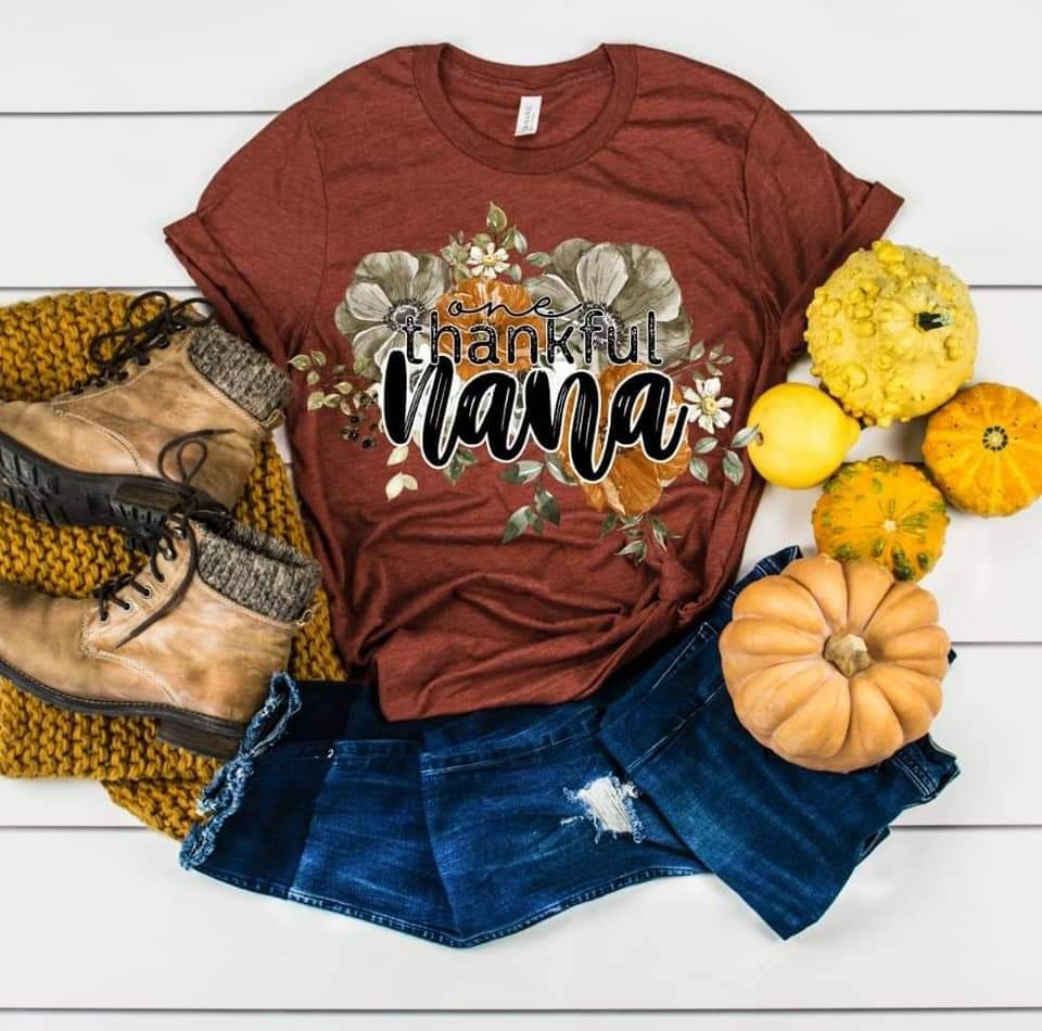 One thankful NANA fall florals DTF TRANSFER – Mud & Grace Transfers
