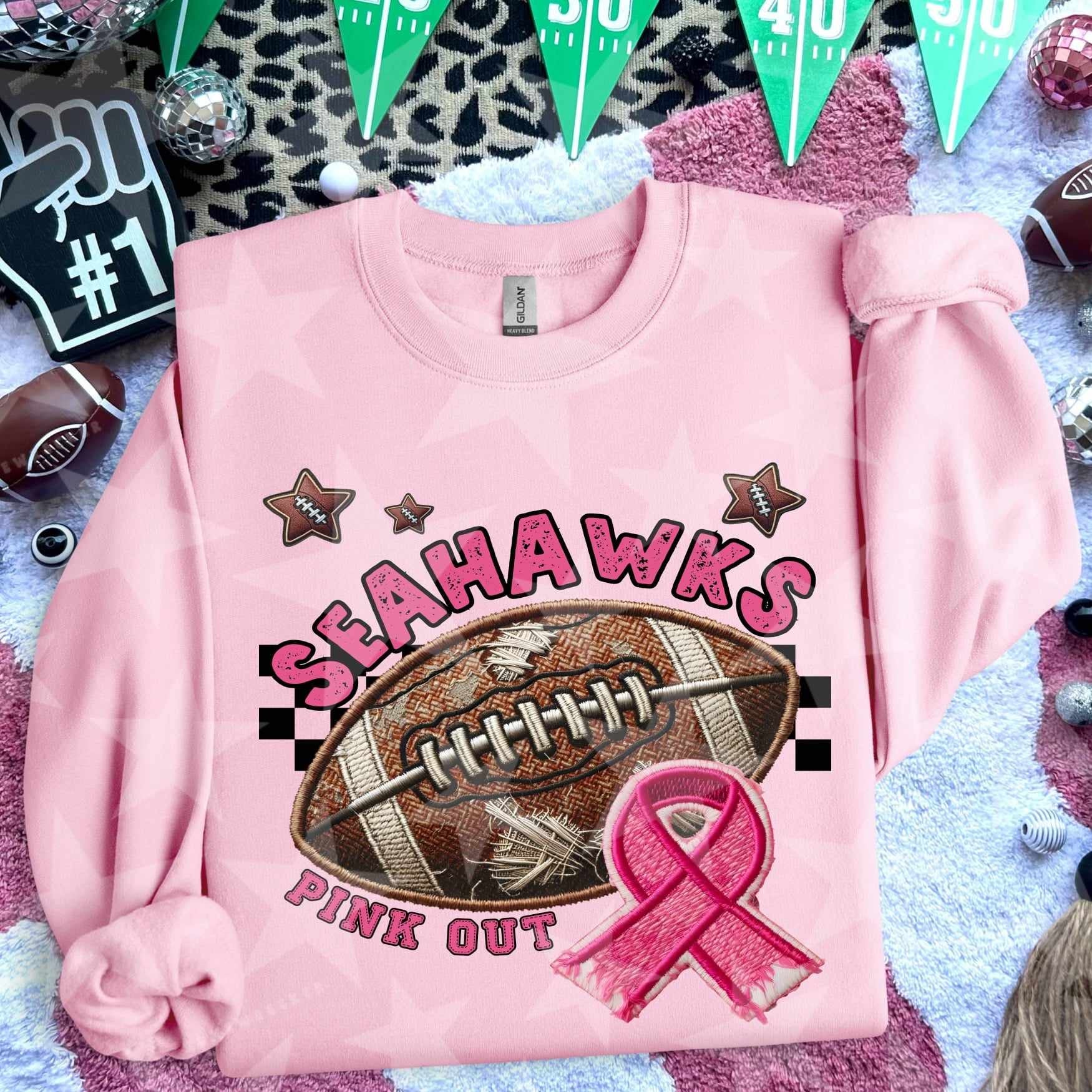 Seahawks pink out football (HW) 58157 DTF transfer – Mud & Grace Transfers