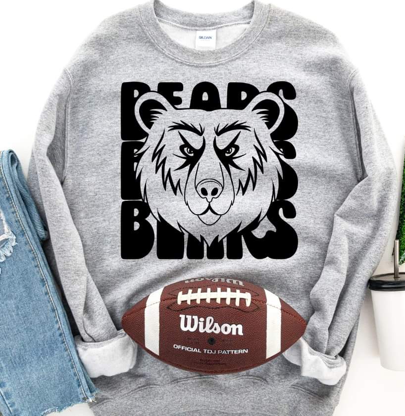 Bears (3 stacks) stacked black mascot DTF TRANSFER – Mud & Grace Transfers