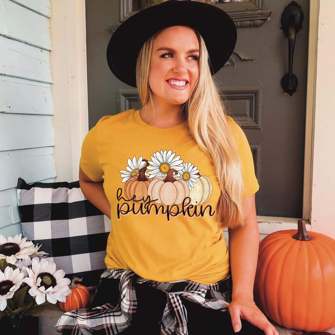 Hey pumpkin with pumpkins and daisies 1718 DTF TRANSFER – Mud & Grace ...