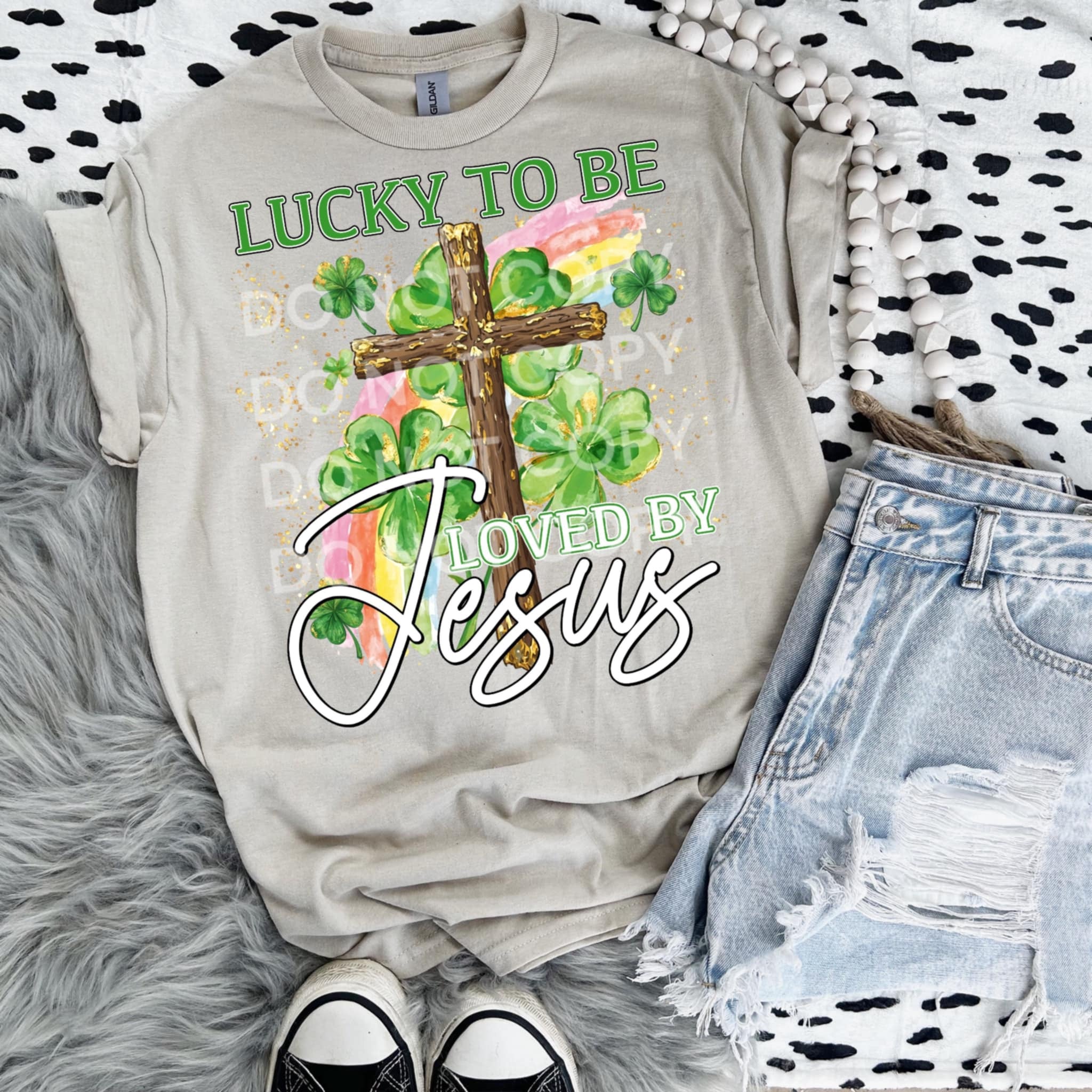 Lucky to be loved by Jesus (SCG) 90018 DTF transfer – Mud & Grace Transfers