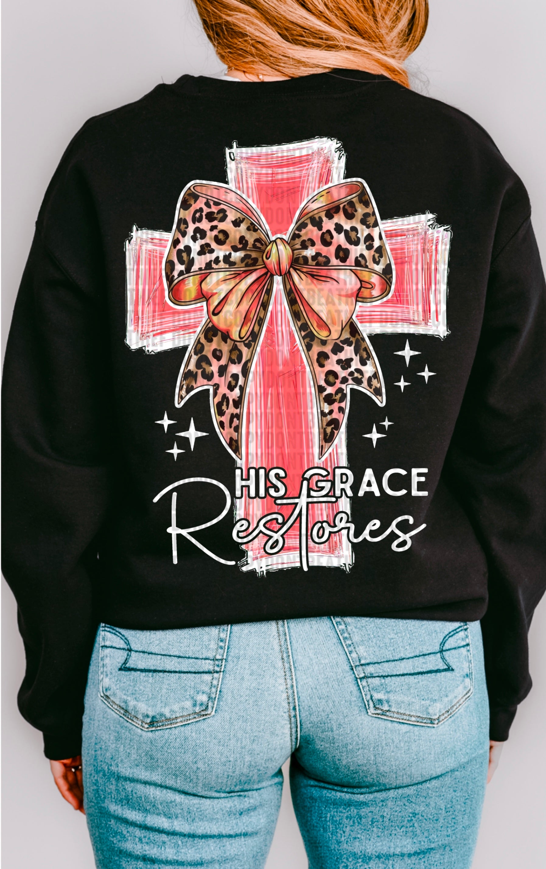 His grace restores cross white font 93660 DTF transfer – Mud & Grace ...