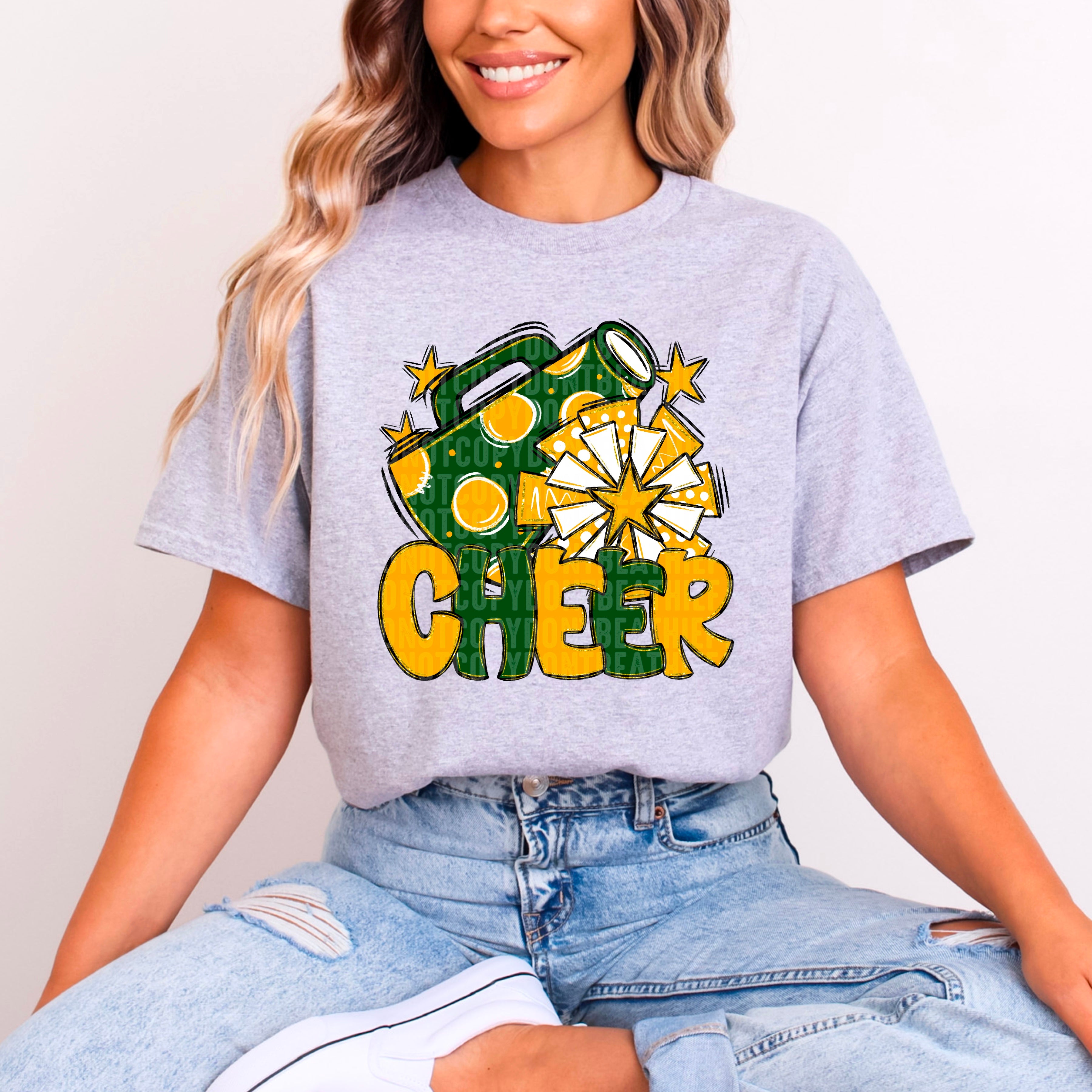 Cheer green and yellow without frame (SDD) DTF transfer – Mud & Grace ...