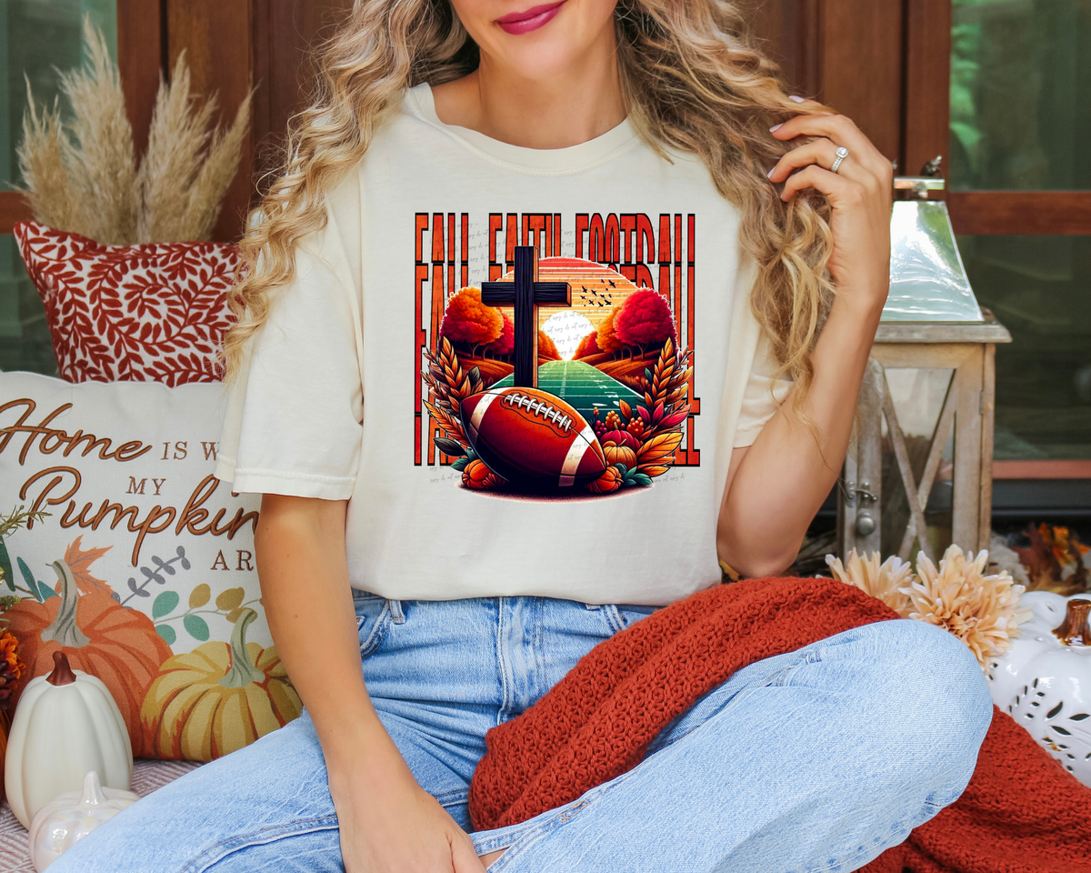 Fall Faith Football Stacked 51895 DTF transfer – Mud & Grace Transfers