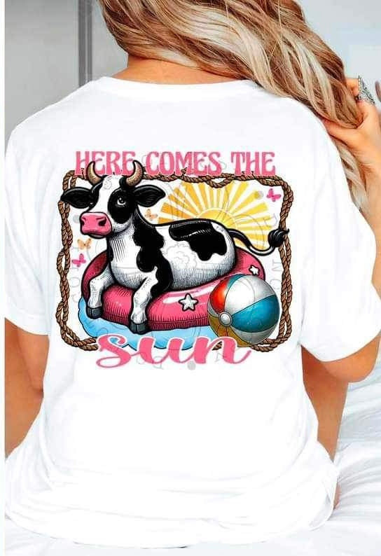 Here comes the sun cow in float (FDC) 23778 DTF transfer – Mud & Grace ...