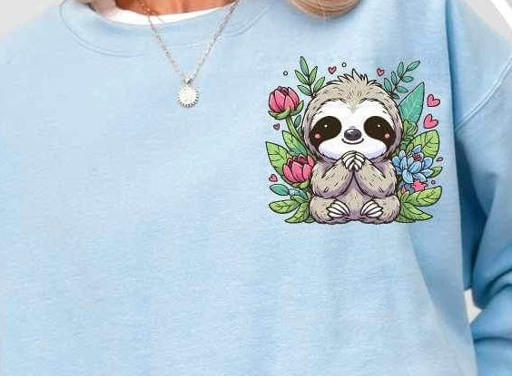Praying sloth 23466 DTF transfer – Mud & Grace Transfers