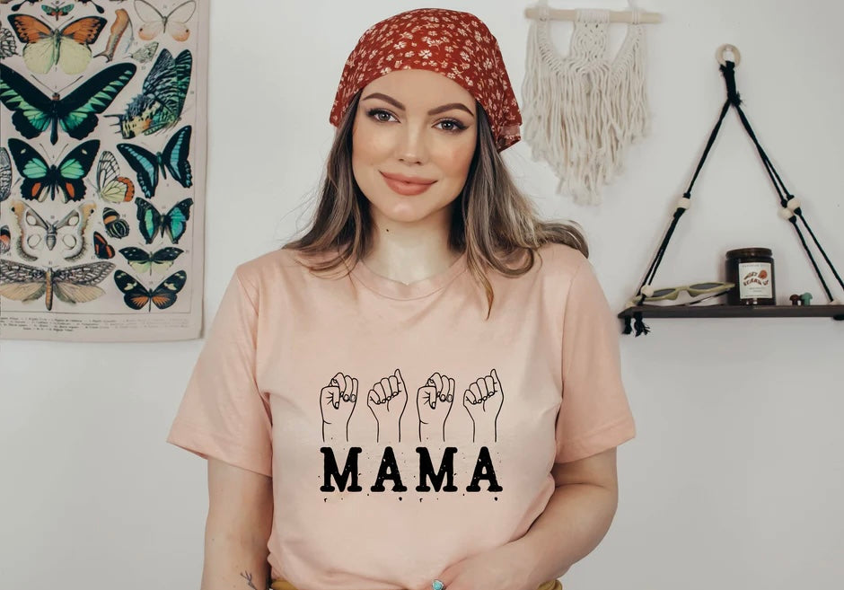 mama sign language ADULT BLACK screen print transfer – Mud & Grace ...