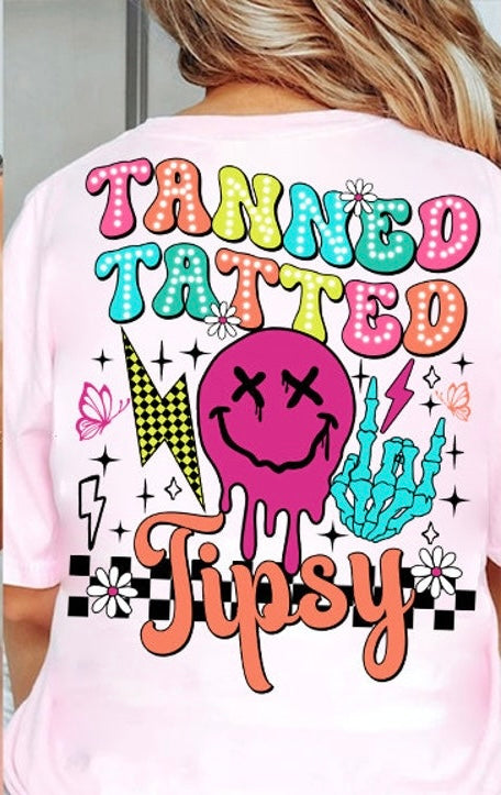 Tanned tatted tipsy pink happy face BACK 33000 DTF transfer – Mud ...