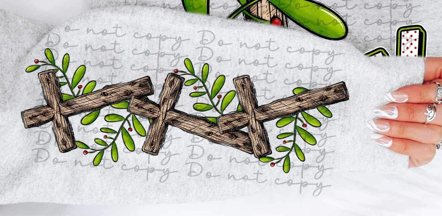 Jesus is the reason (polka dot with plant and wooden cross) SLEEVE 110 ...
