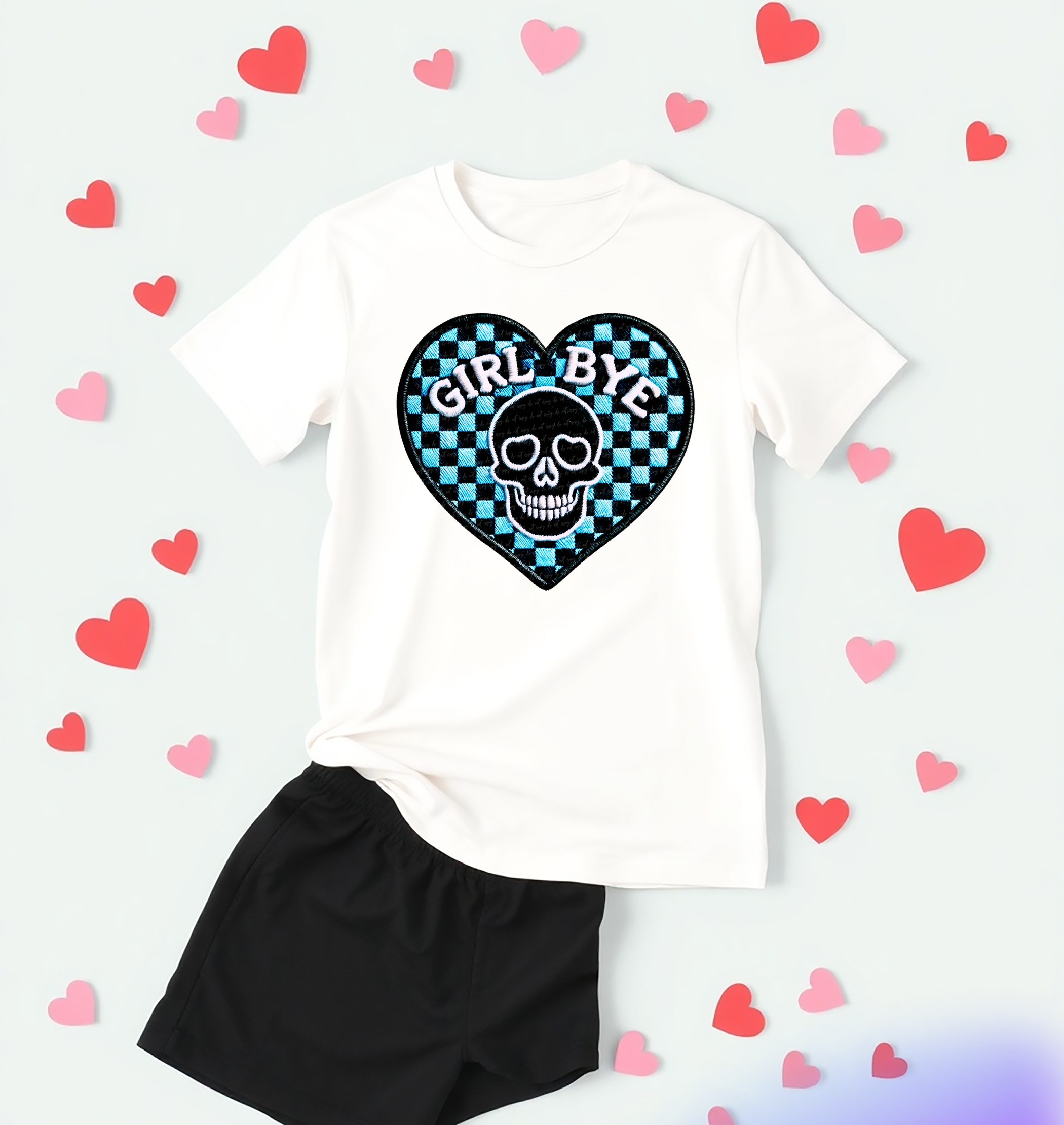 Girl Bye Skull Checkered Heart 81816 DTF Transfer – Mud & Grace Transfers