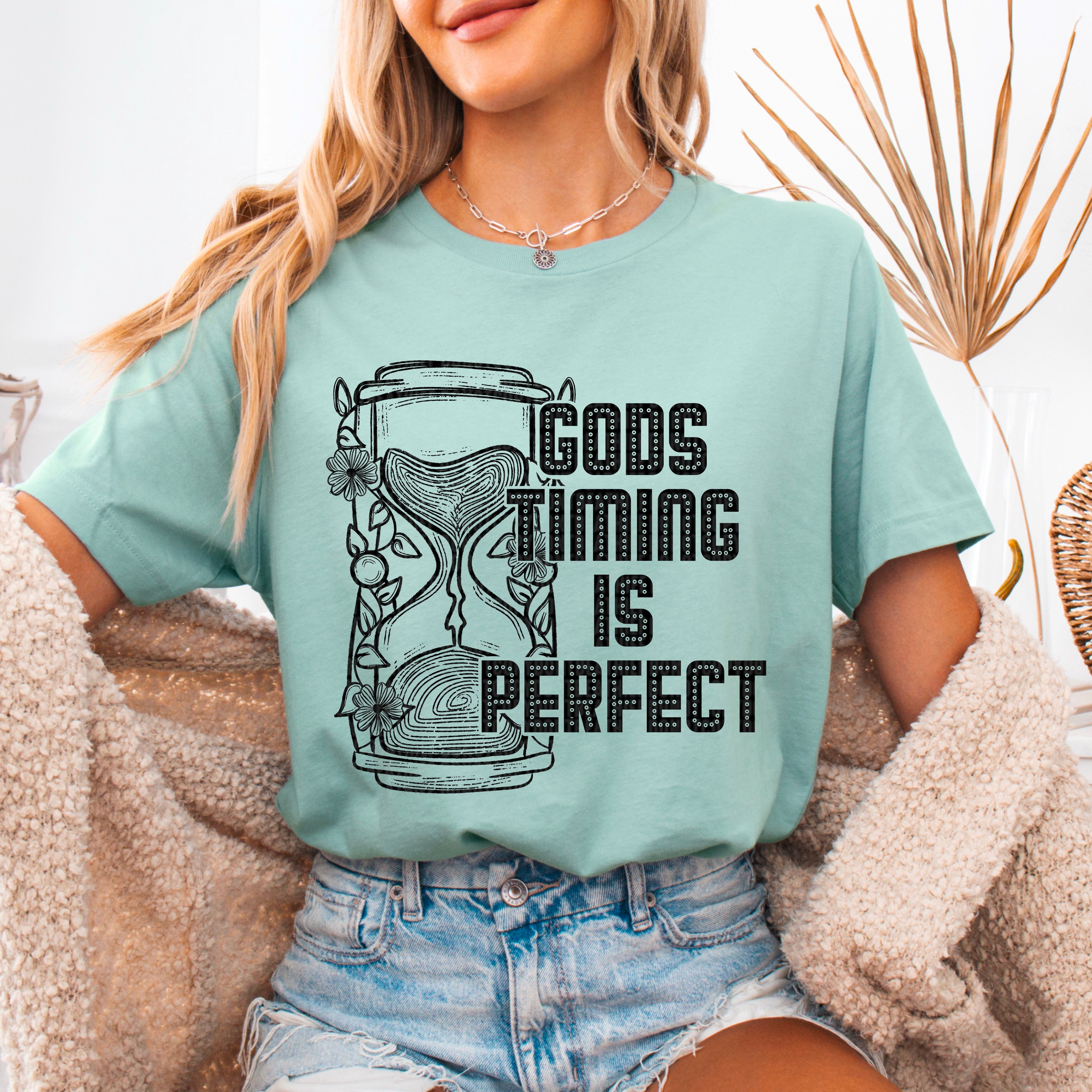 God's Timing Is Perfect Black 104149 DTF transfer – Mud & Grace Transfers
