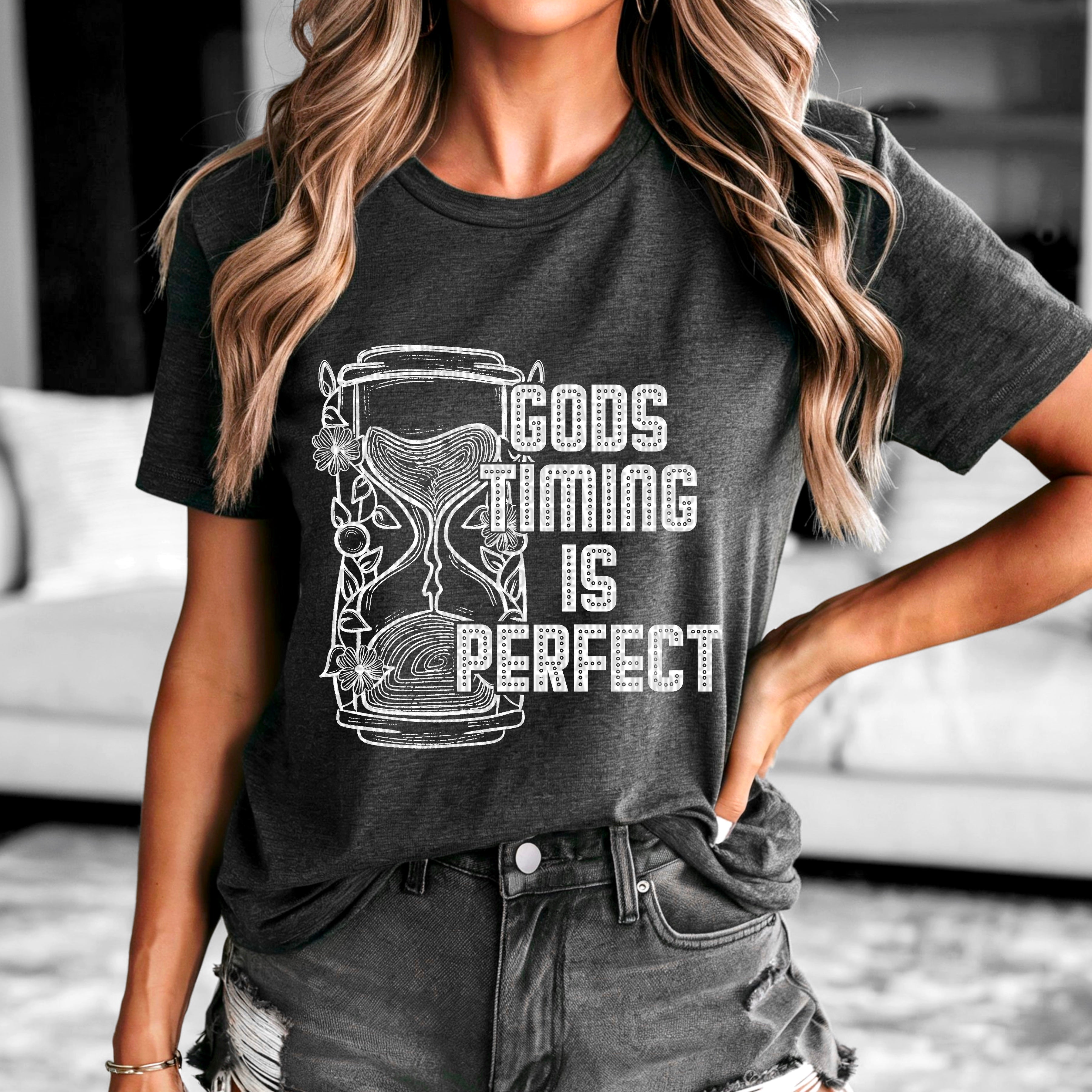 God's Timing Is Perfect White 104150 DTF transfer – Mud & Grace Transfers