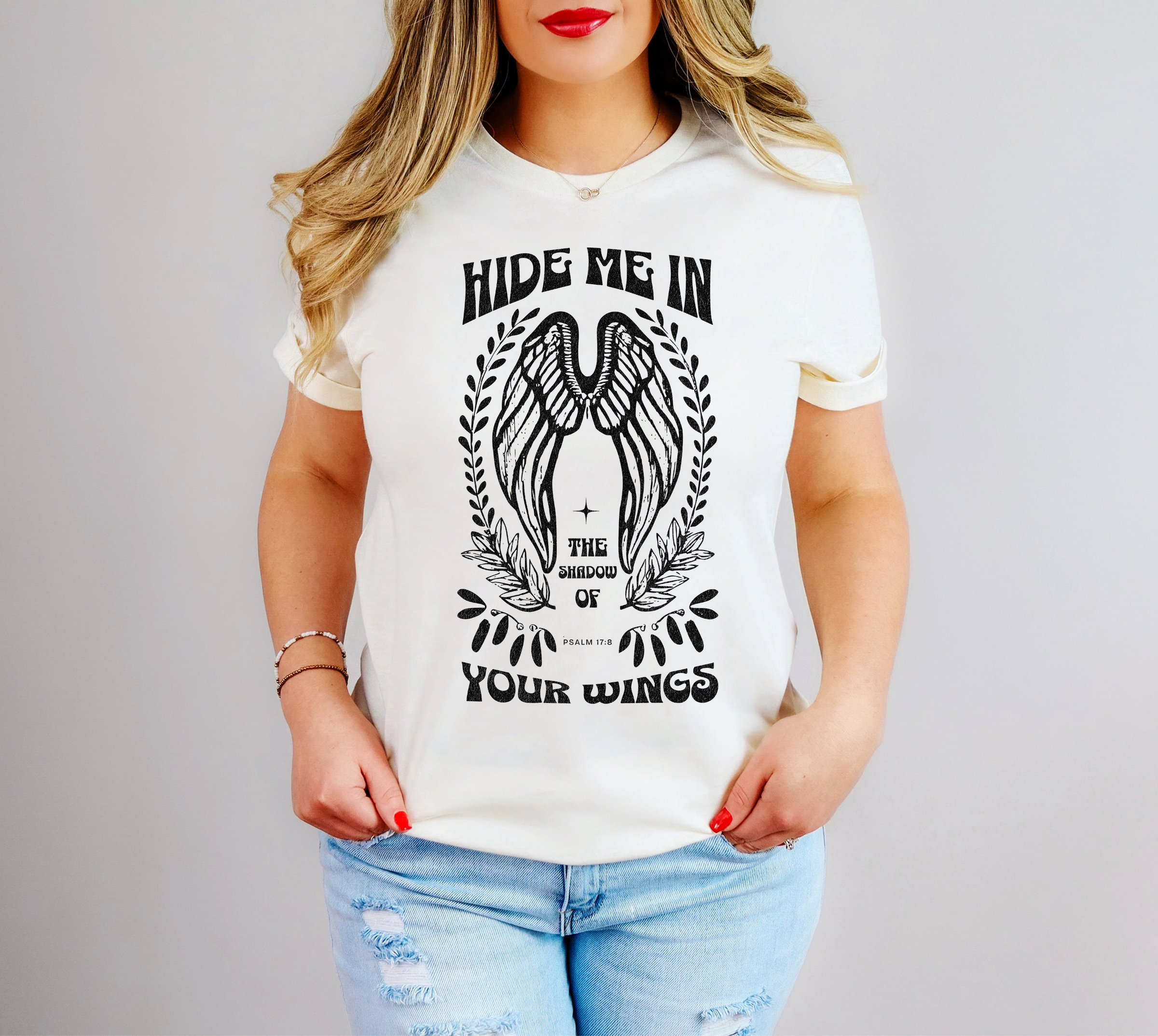 Hide Me In The Shadow Of Your Wings Psalm 17:8 Black 81197 DTF Transfe ...