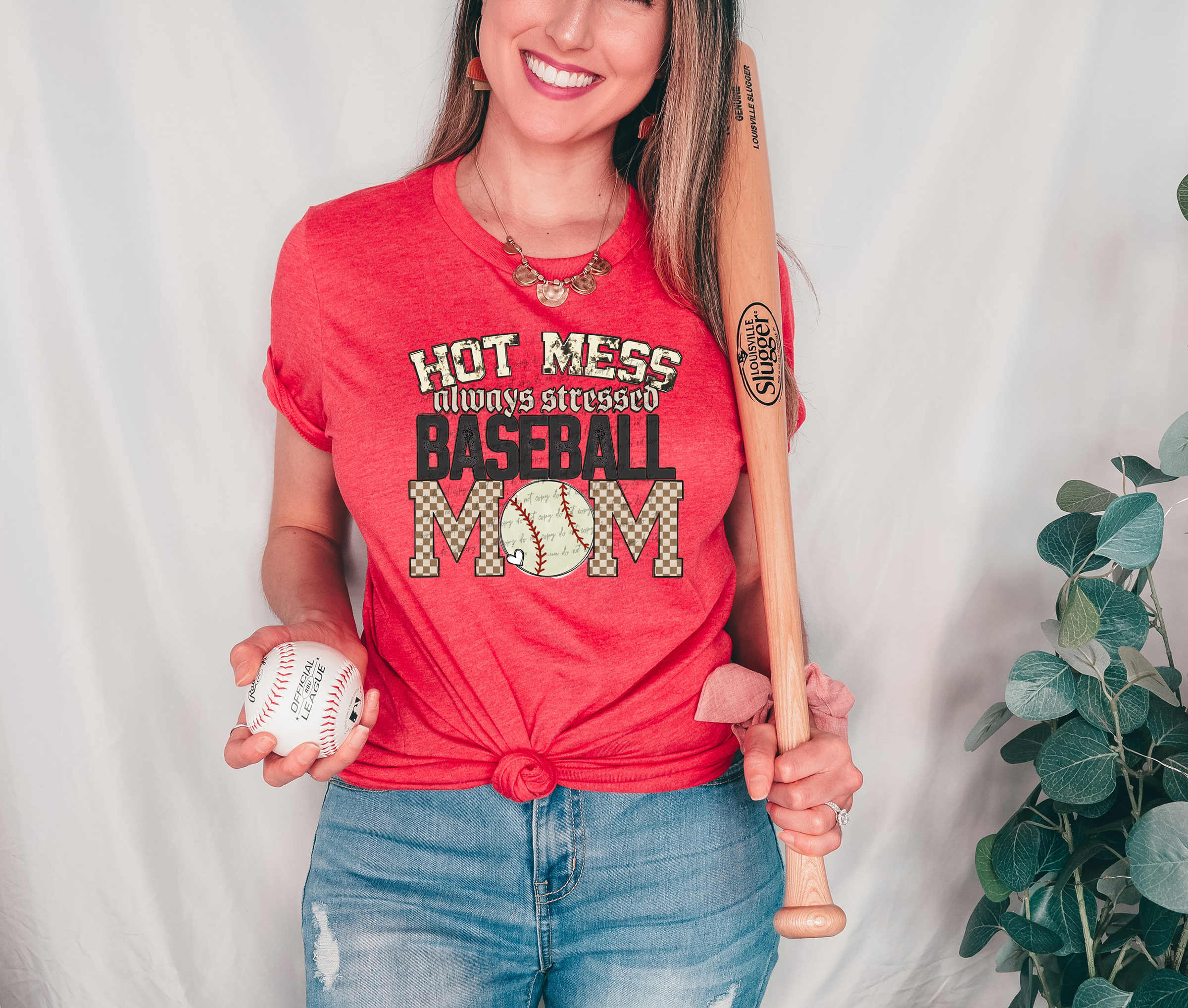Hot Mess Always Stressed Baseball Mom 46816 DTF transfer – Mud & Grace ...