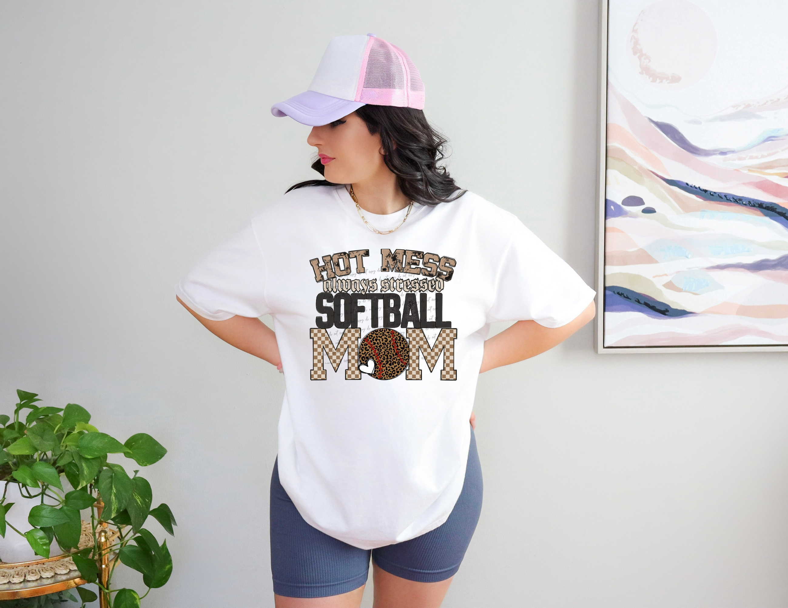 Hot Mess Always Stressed Softball Mom Leopard 46823 DTF transfer – Mud ...