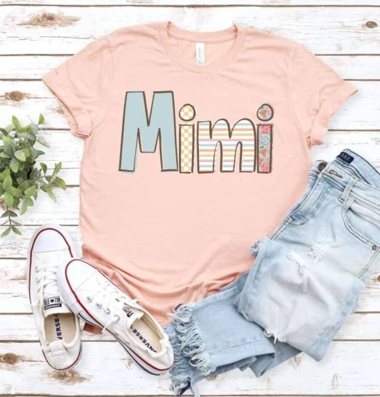 Mimi pastel patterned font 20940 DTF transfer – Mud & Grace Transfers