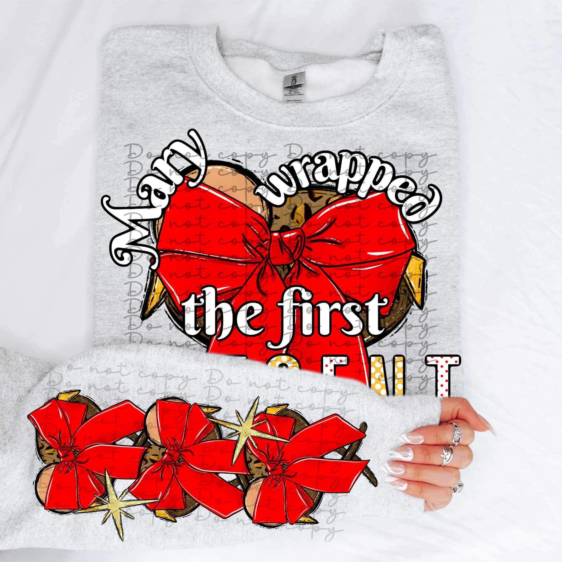 Mary wrapped the first present (baby in manger with bow) FRONT ONLY 99 ...