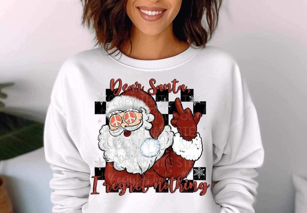 Dear santa i regret nothing (groovy santa flipping off) 16217 DTF Tran ...