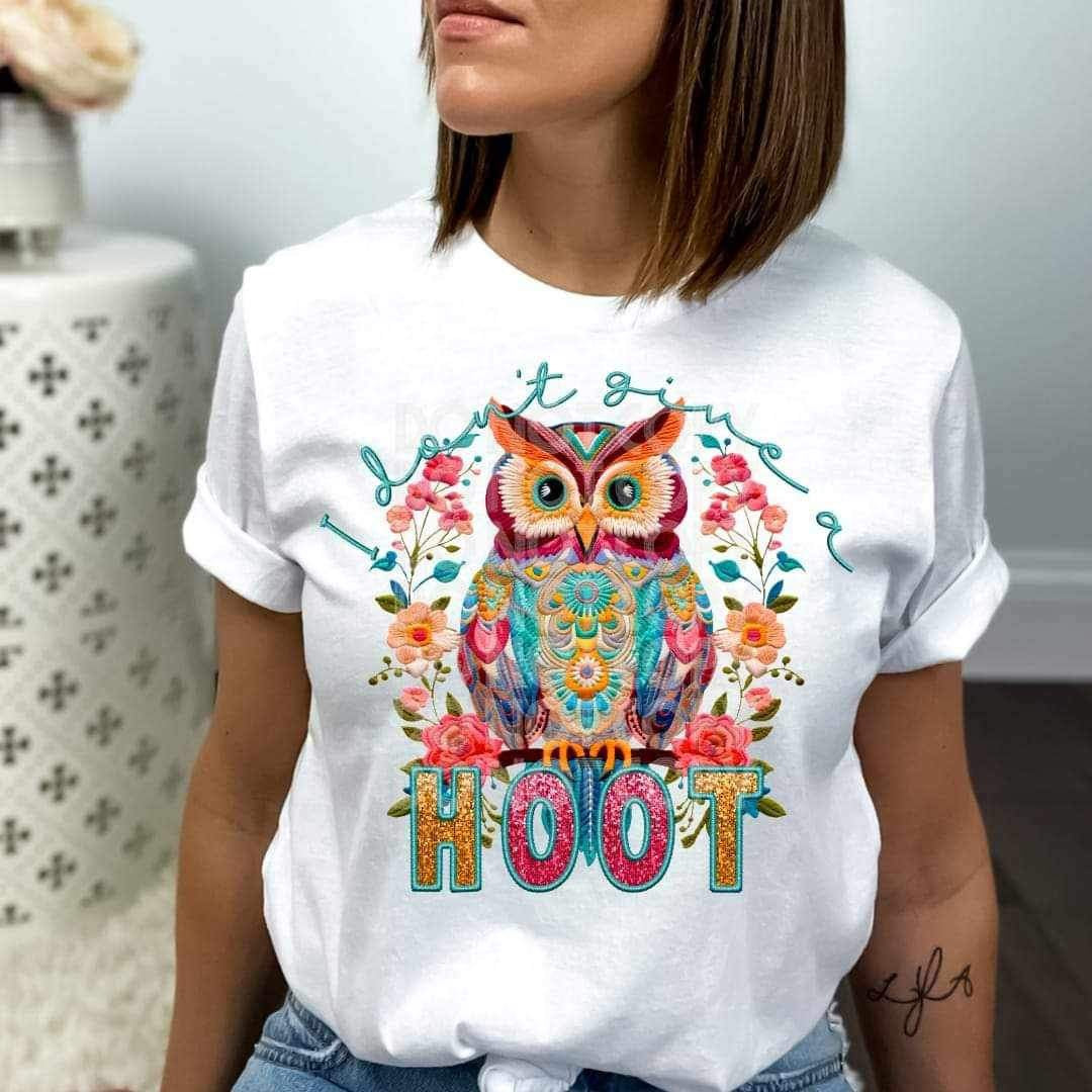 I dont give a hoot colorful owl 21998 DTF transfer – Mud & Grace Transfers