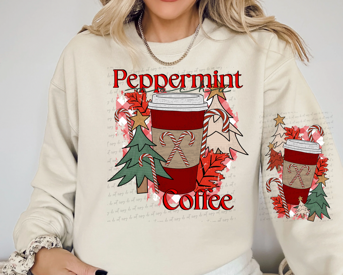 Peppermint coffee SLEEVE ONLY 56327 DTF transfers – Mud & Grace Transfers