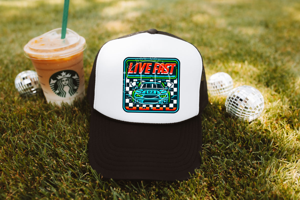 Live fast hat patch 32922 DTF transfer – Mud & Grace Transfers