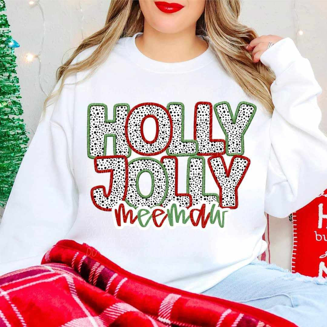 Holly jolly meemaw dalmation filled (CITY) 65437 DTF transfer – Mud ...